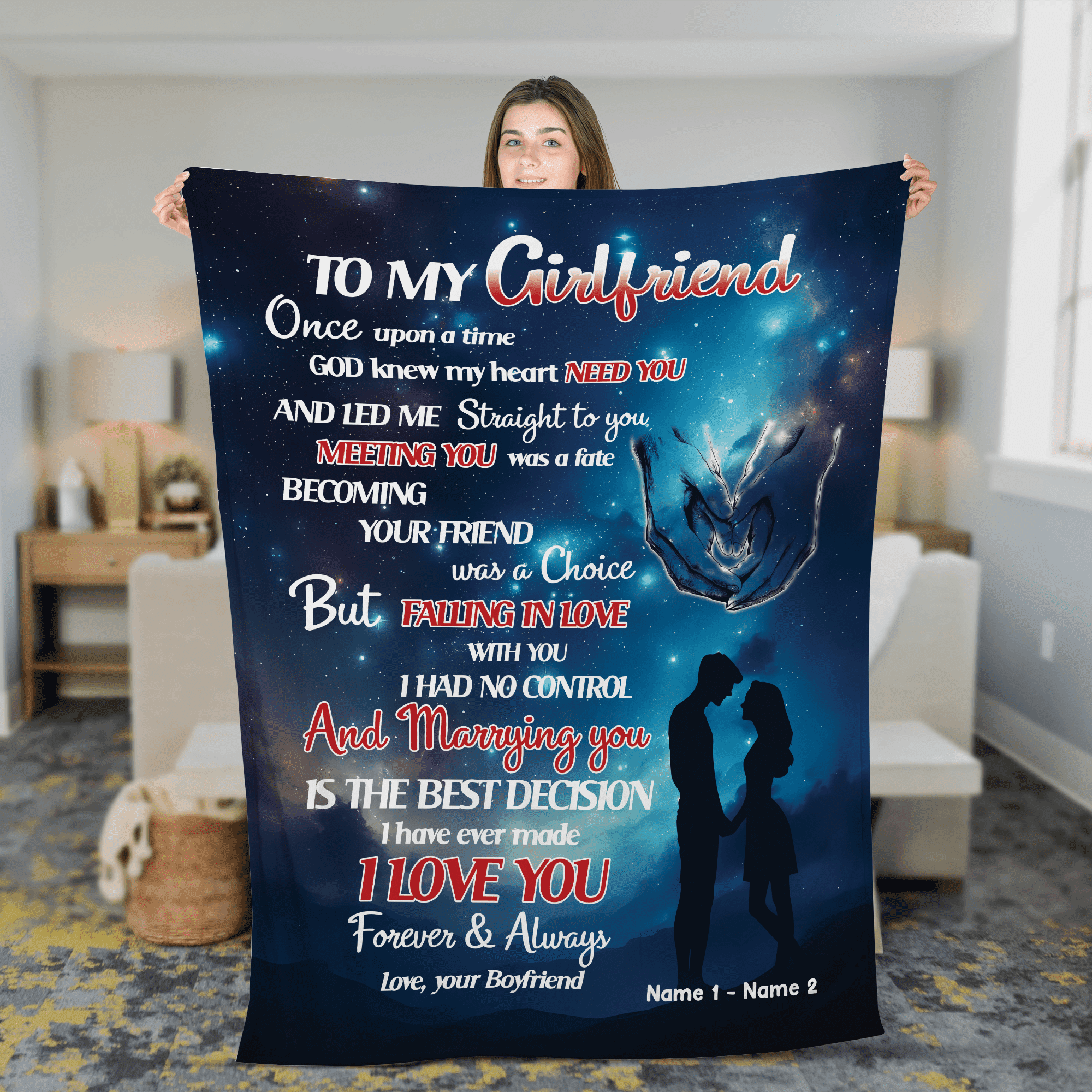 Lotusprinthandmade Custom Name And Text To My Girlfriend Fleece Blanket ...