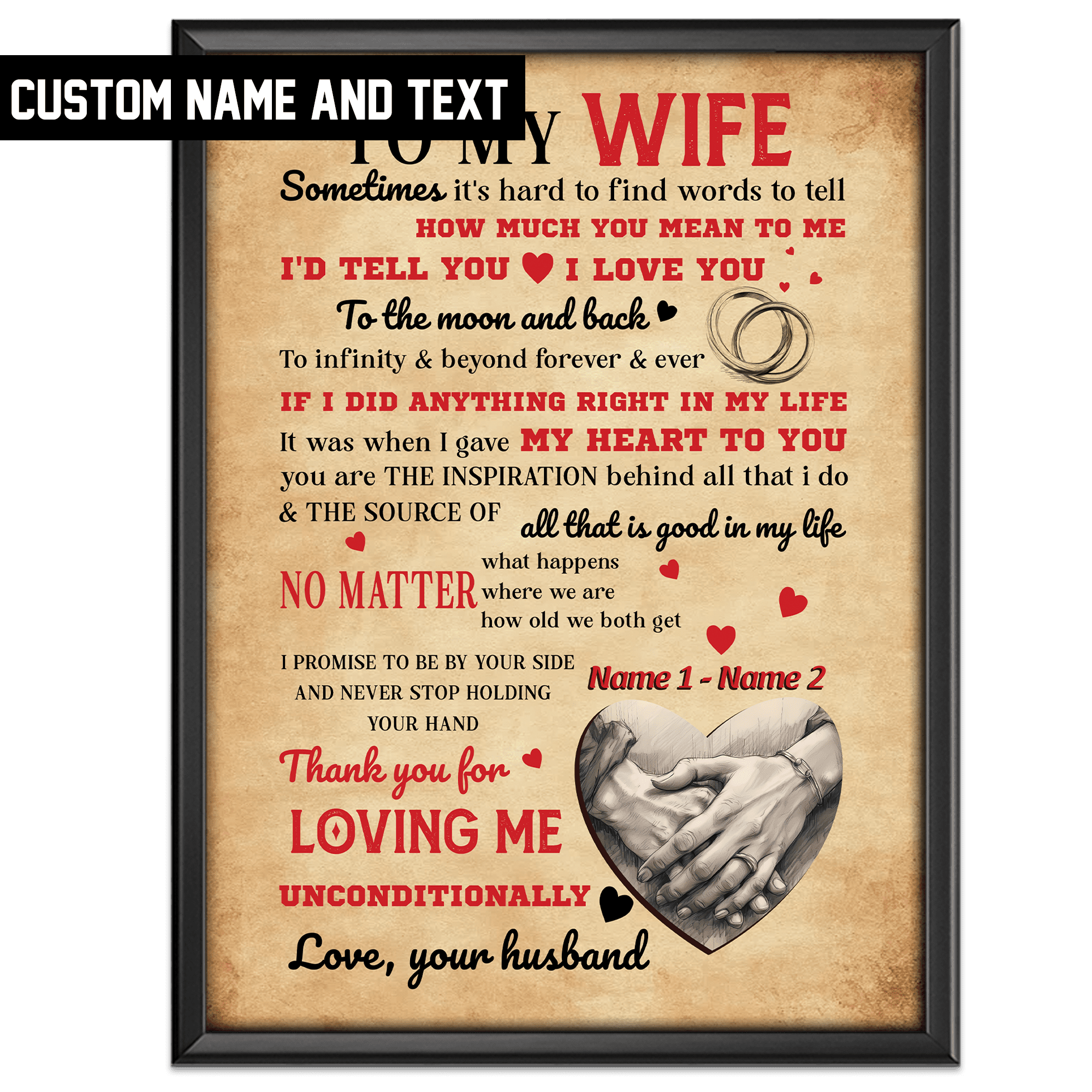 Lotusprinthandmade Custom Name And Text To My Wife Canvas 0 75in Frame