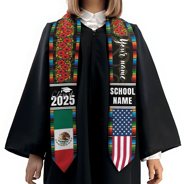 Lotusprinthandmade Customize Mexican America Flag 2025 Graduation Stole ...