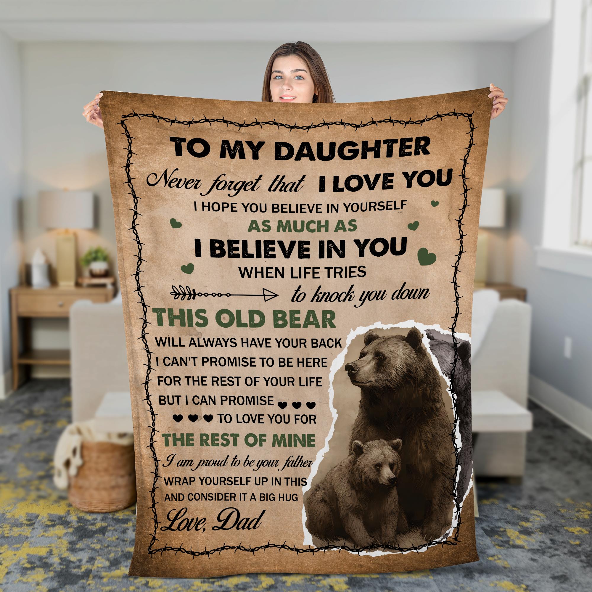 Lotusprinthandmade Cute Bear To My Daughter Fleece Blanket 2 Sizes ...