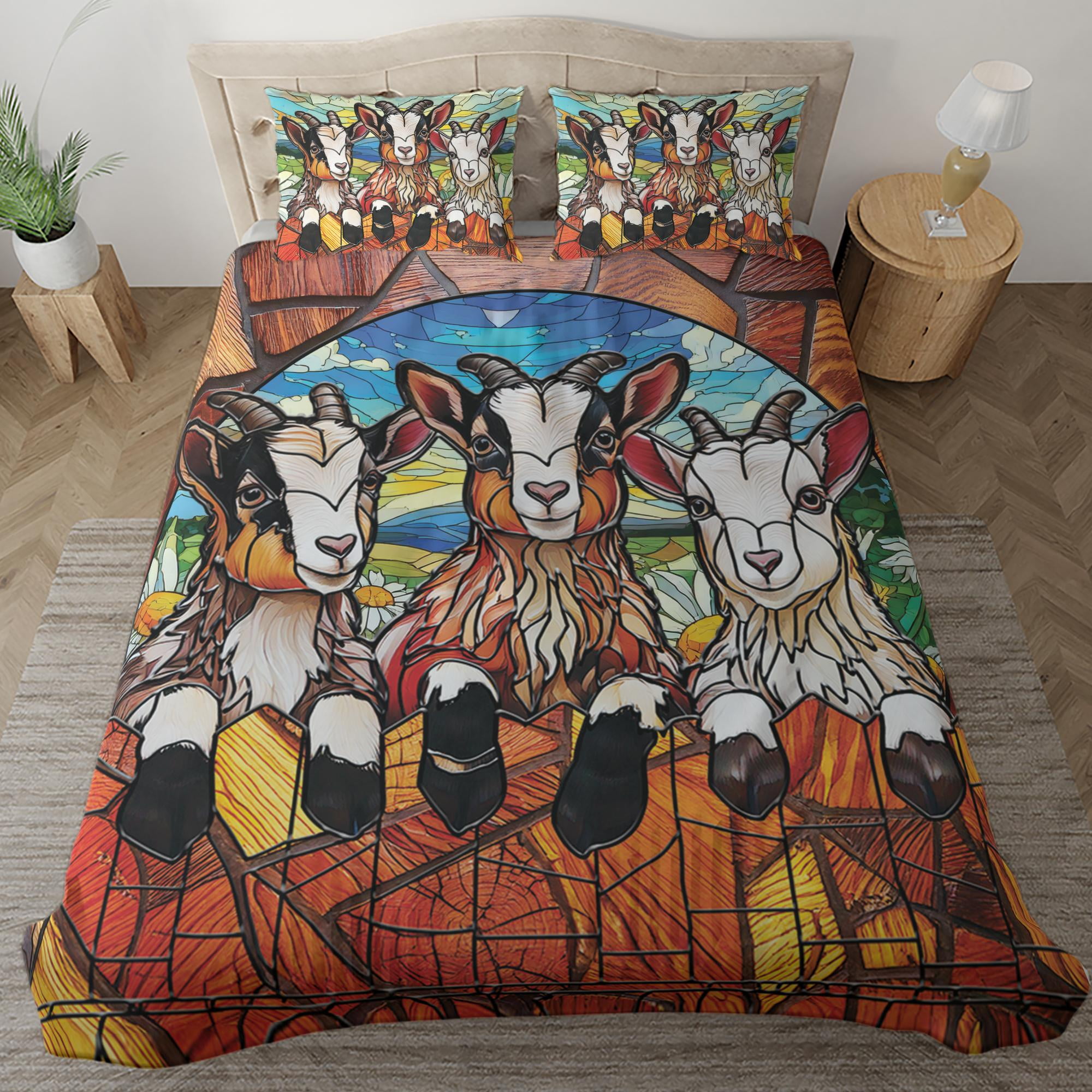 Lotusprinthandmade Cute Colorful Goats Graphic Bedding Set (Made in ...