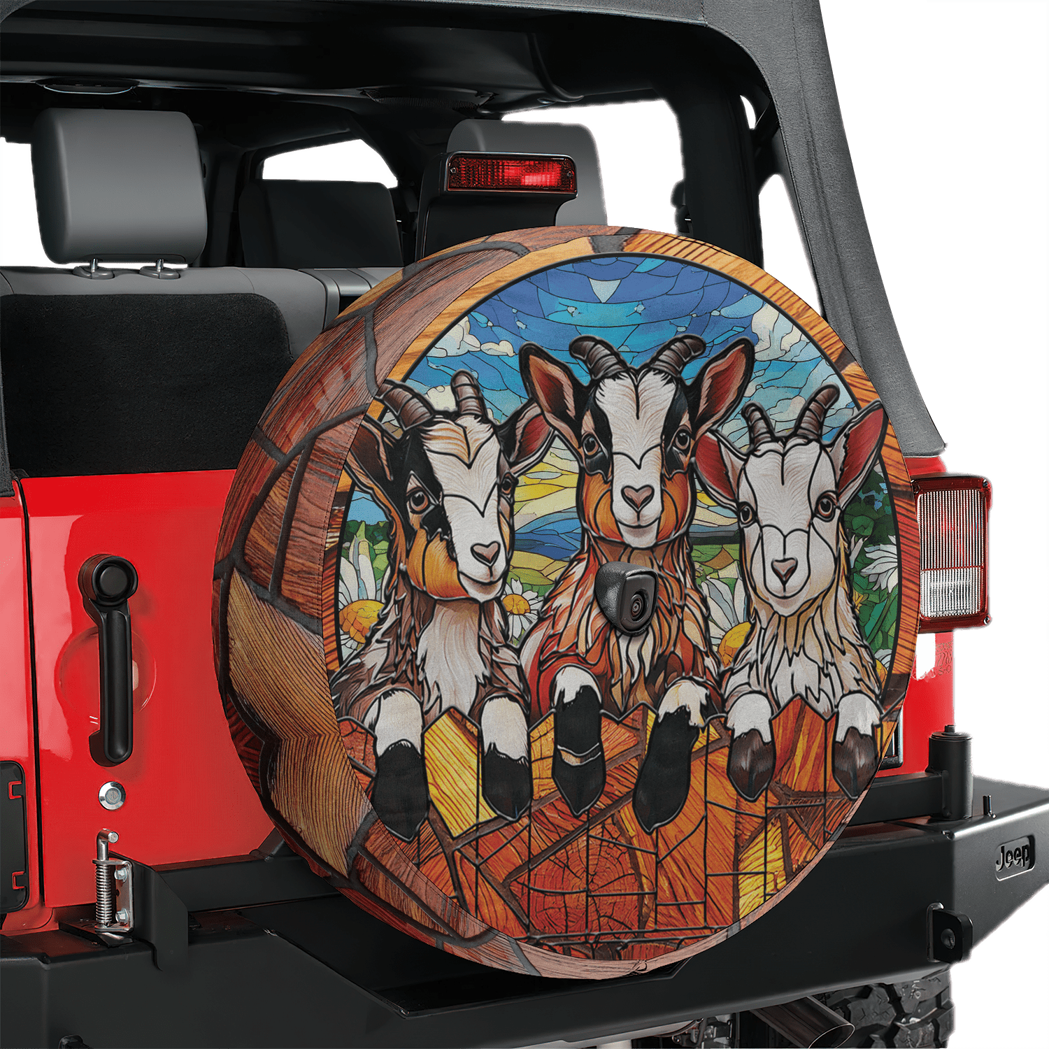 Lotusprinthandmade Cute Colorful Goats Graphic Spare Tire Cover With ...