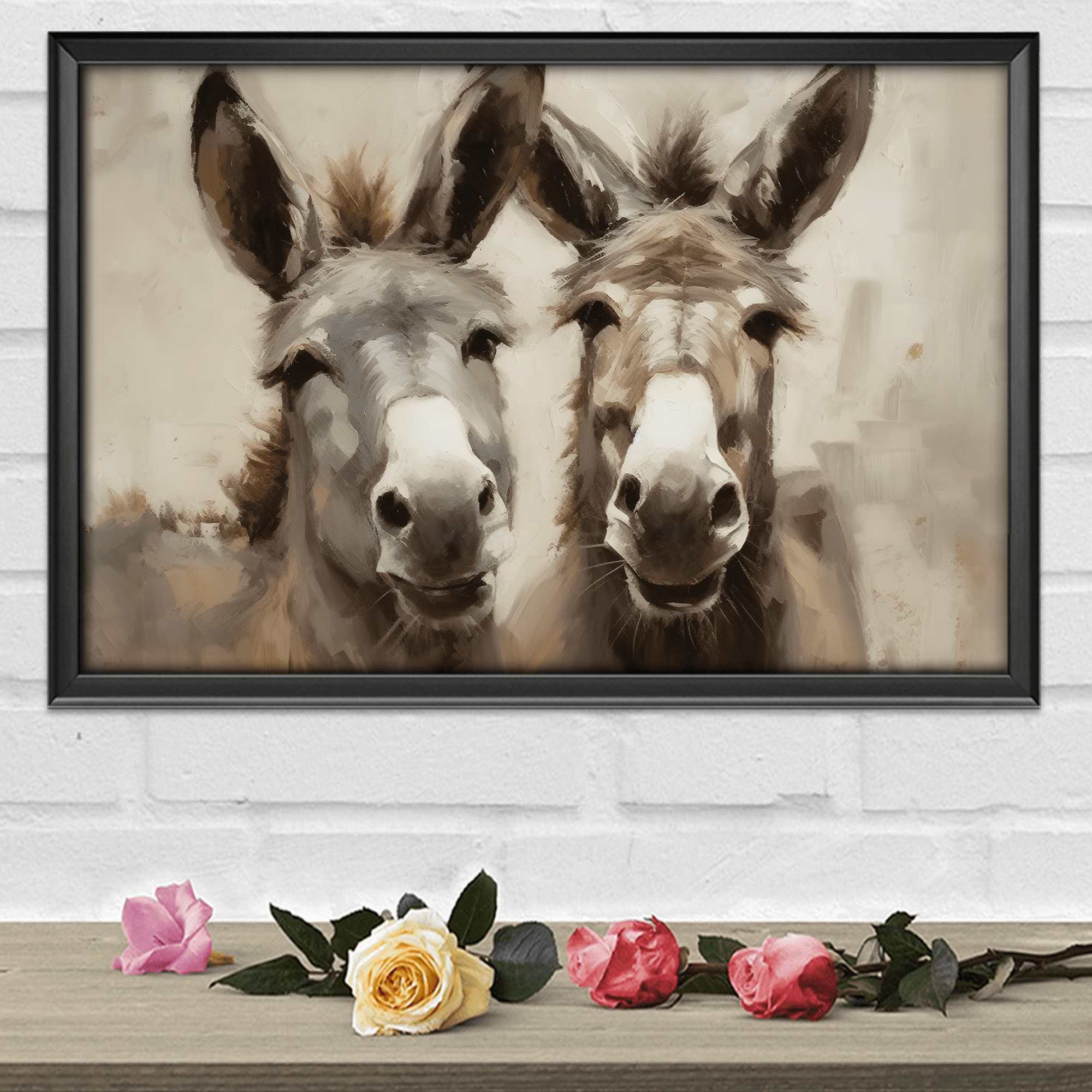 Lotusprinthandmade Cute Donkey Canvas 1.5in frame 18" x 12", Donkey ...