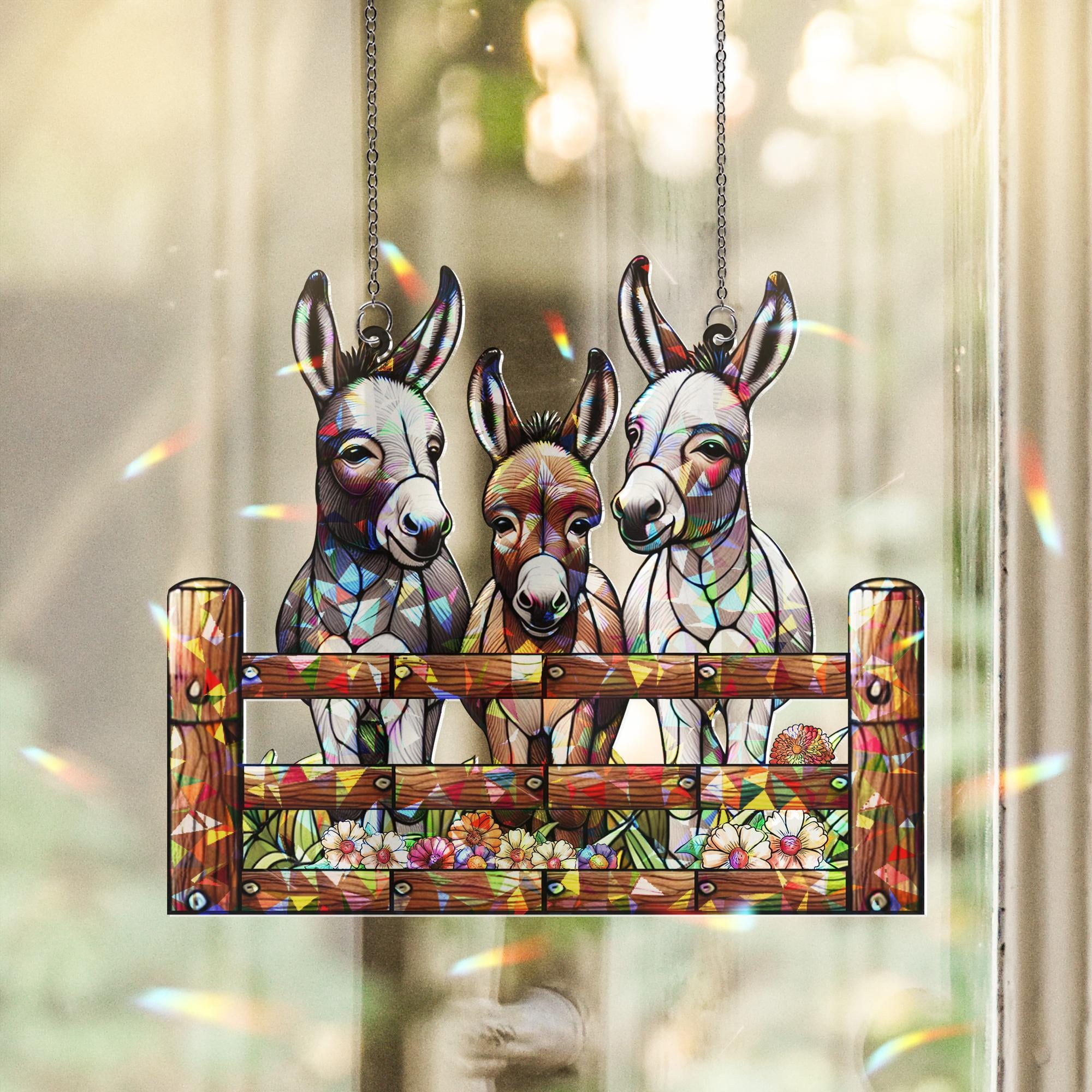Lotusprinthandmade Cute Donkeys Custom Shape Broken Glass Hologram ...