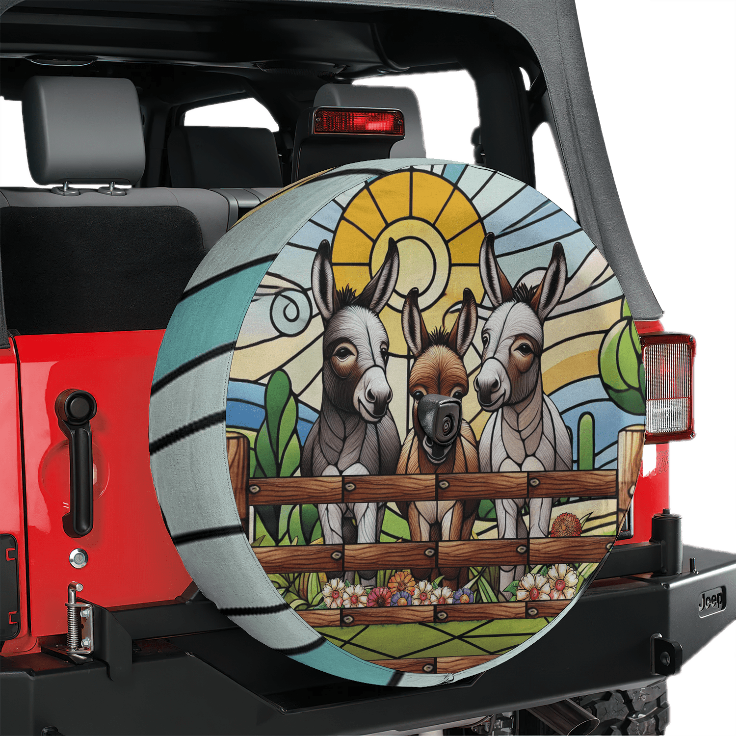 Lotusprinthandmade Cute Donkeys Spare Tire Cover With Backup Camera ...