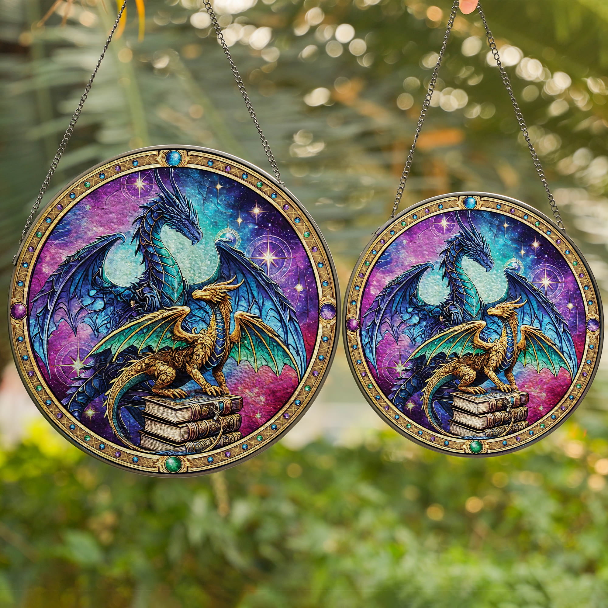 Lotusprinthandmade Cute Dragon with Book Stained Glass Suncatcher for ...