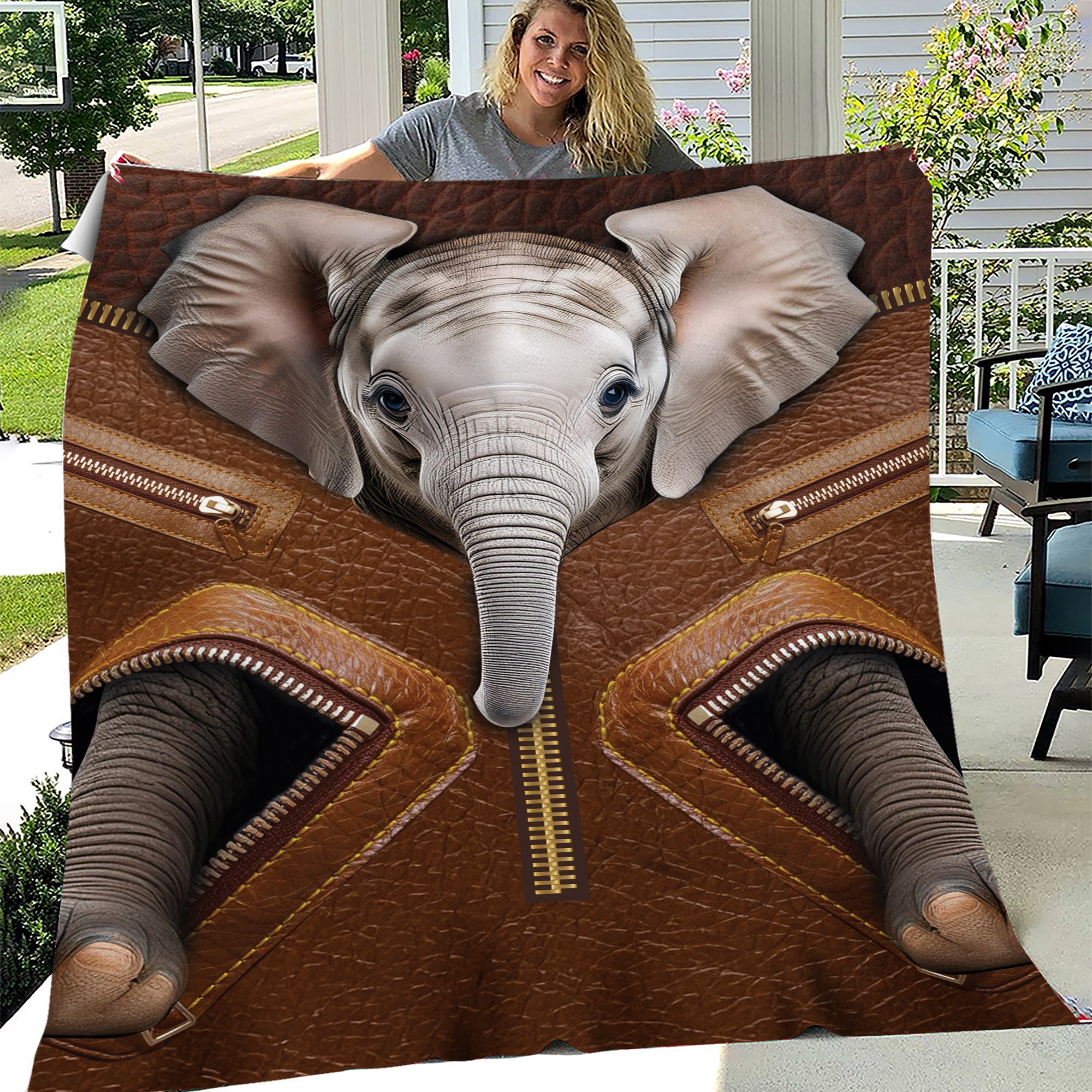 Lotusprinthandmade Cute Elephant Fleece Blanket 2 Sizes (Made in US ...
