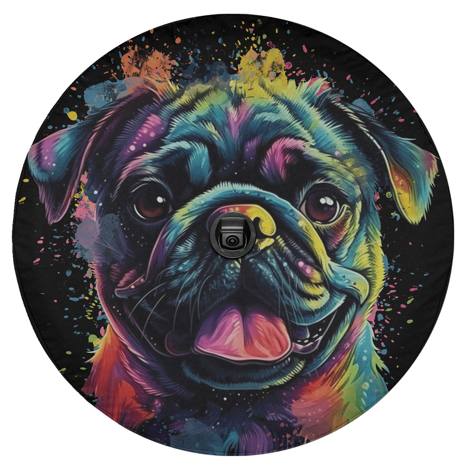 Lotusprinthandmade Cute Pug Funny Colorful Art Spare Tire Cover With ...
