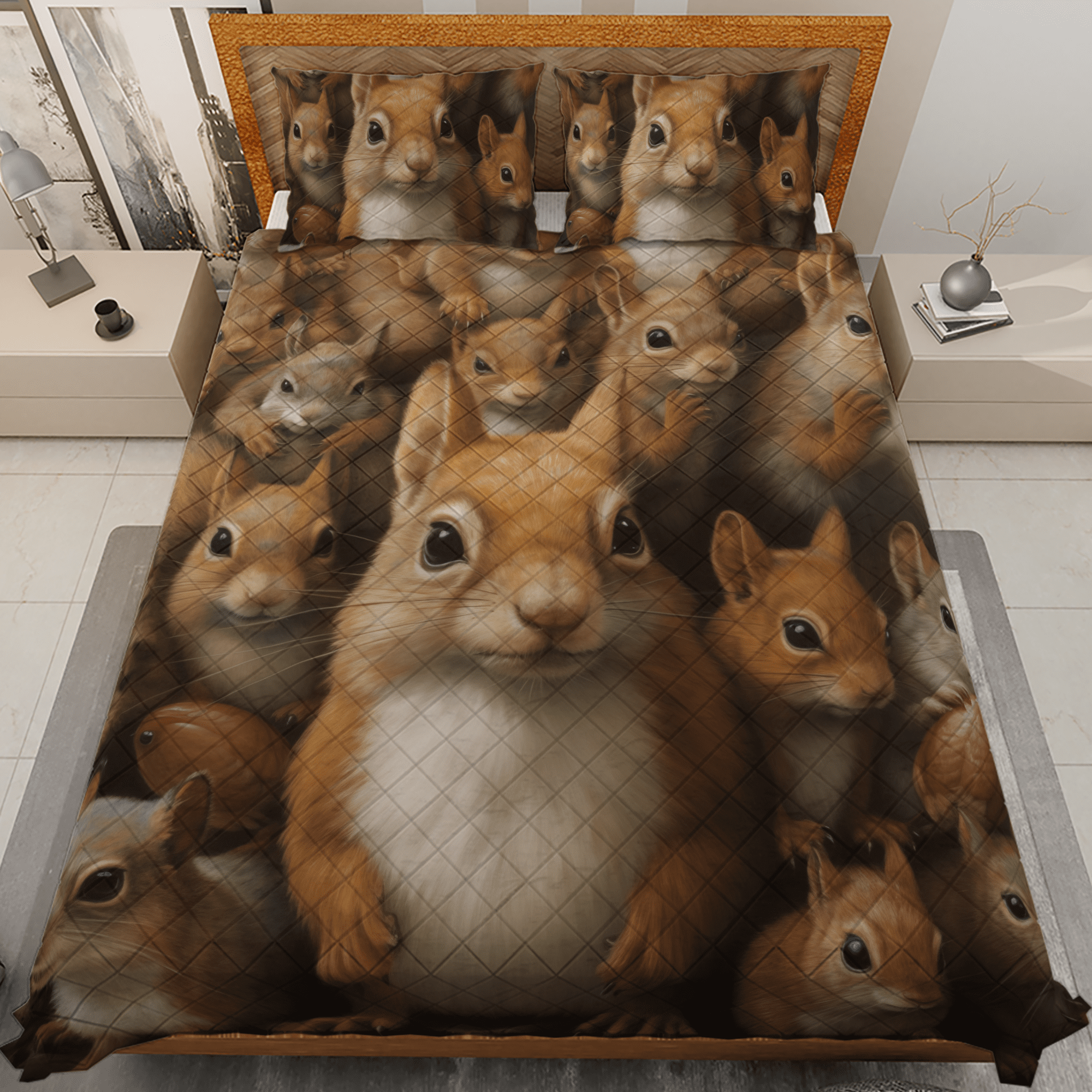 Lotusprinthandmade Cute Squirrel Quilt Bedding Set (Fold Hem) 5 Sizes ...