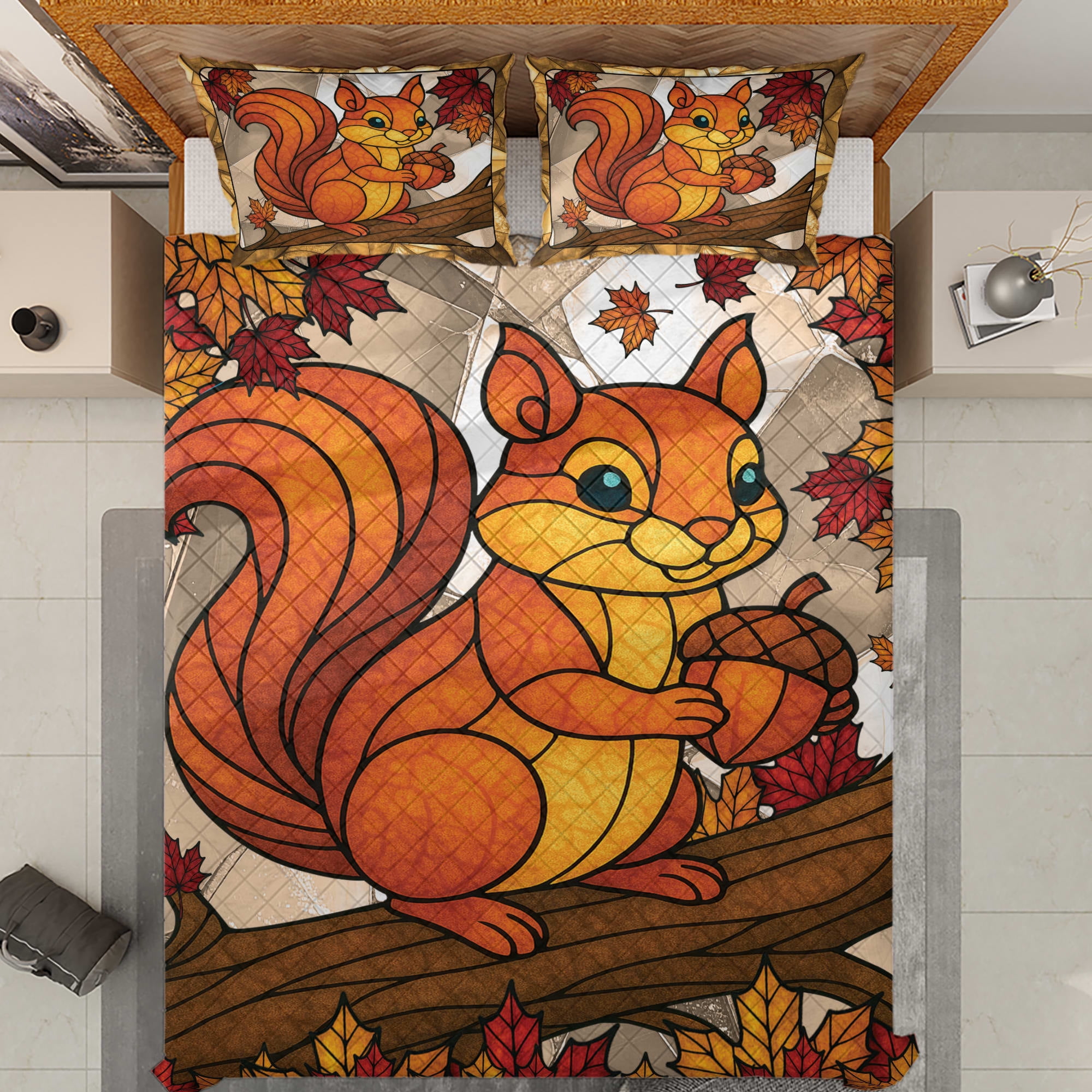 Lotusprinthandmade Cute Squirrel Quilt Bedding Set (Fold Hem) 5 Sizes ...