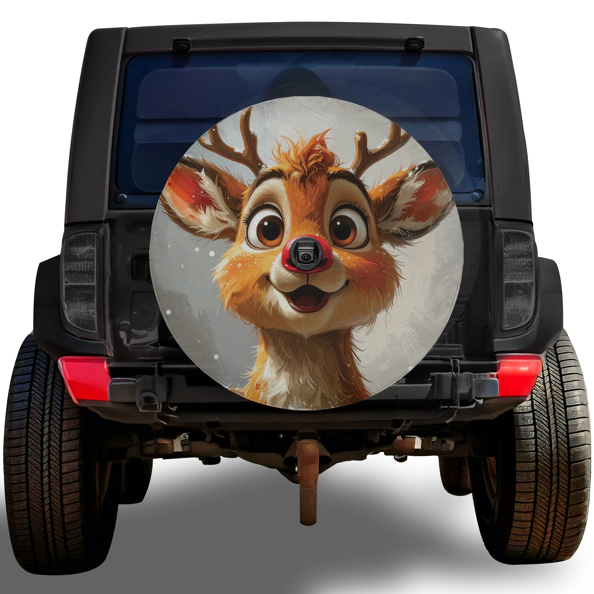 Lotusprinthandmade Cute Surprised Reindeer Christmas Spare Tire Cover ...