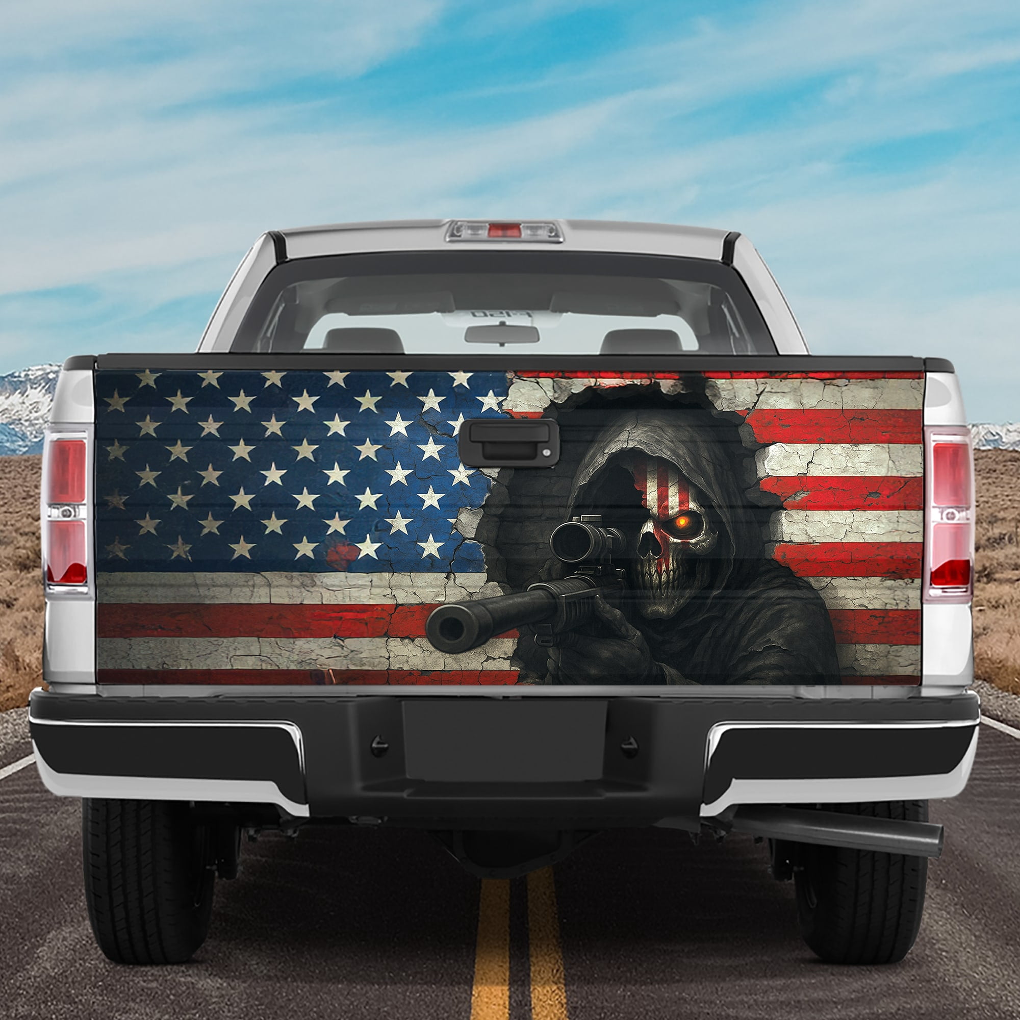 Lotusprinthandmade Dark Skull 3D Tailgate Wrap 2 Sizes (24"x58 ...