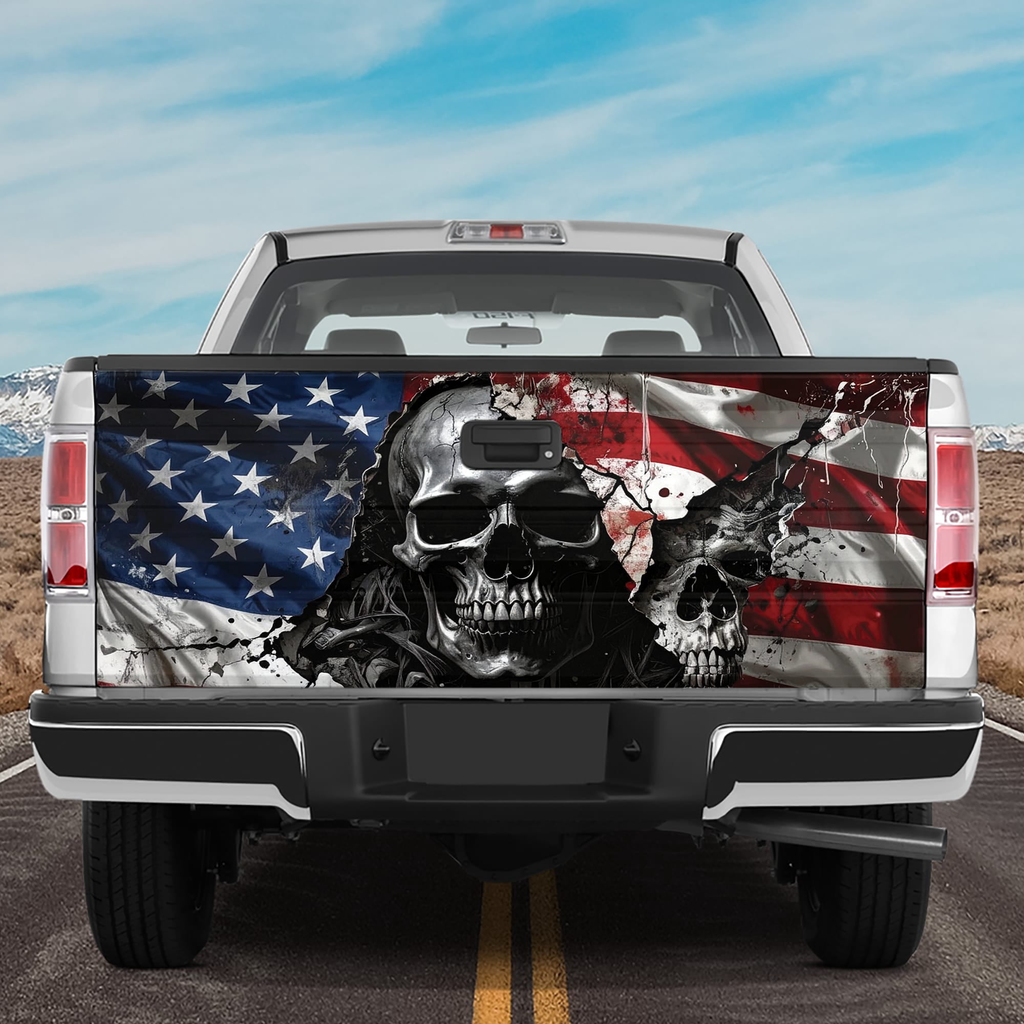 Lotusprinthandmade Dark Skull 3D Tailgate Wrap 2 Sizes (24"x58 ...