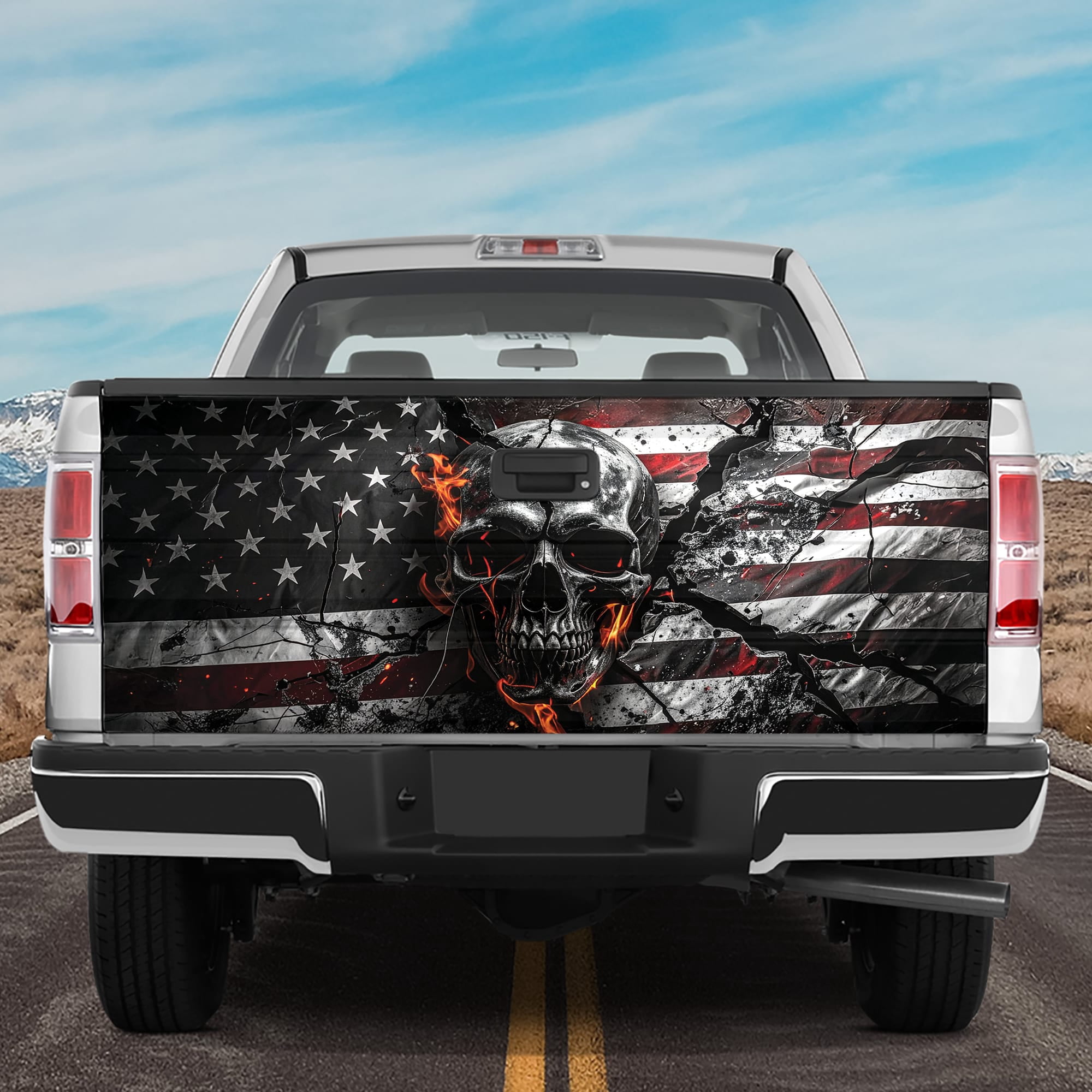 Lotusprinthandmade Dark Skull 3D Tailgate Wrap 2 Sizes (26"x66 ...