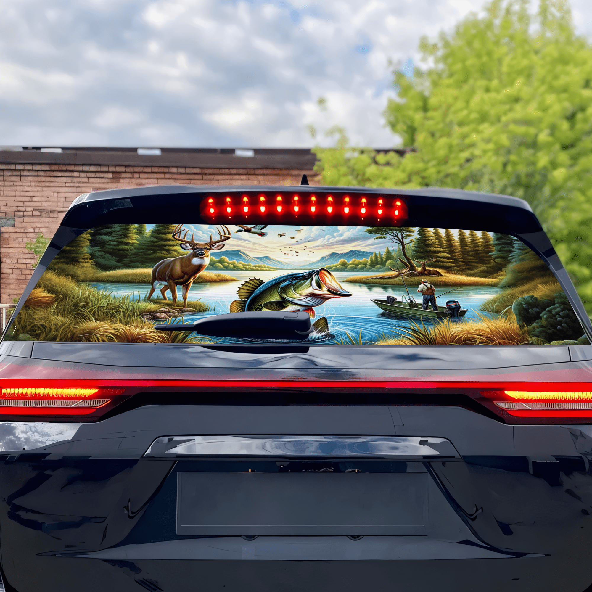 Lotusprinthandmade Deer Hunting Bass Fishing Rear Window Car Decal 18 ...