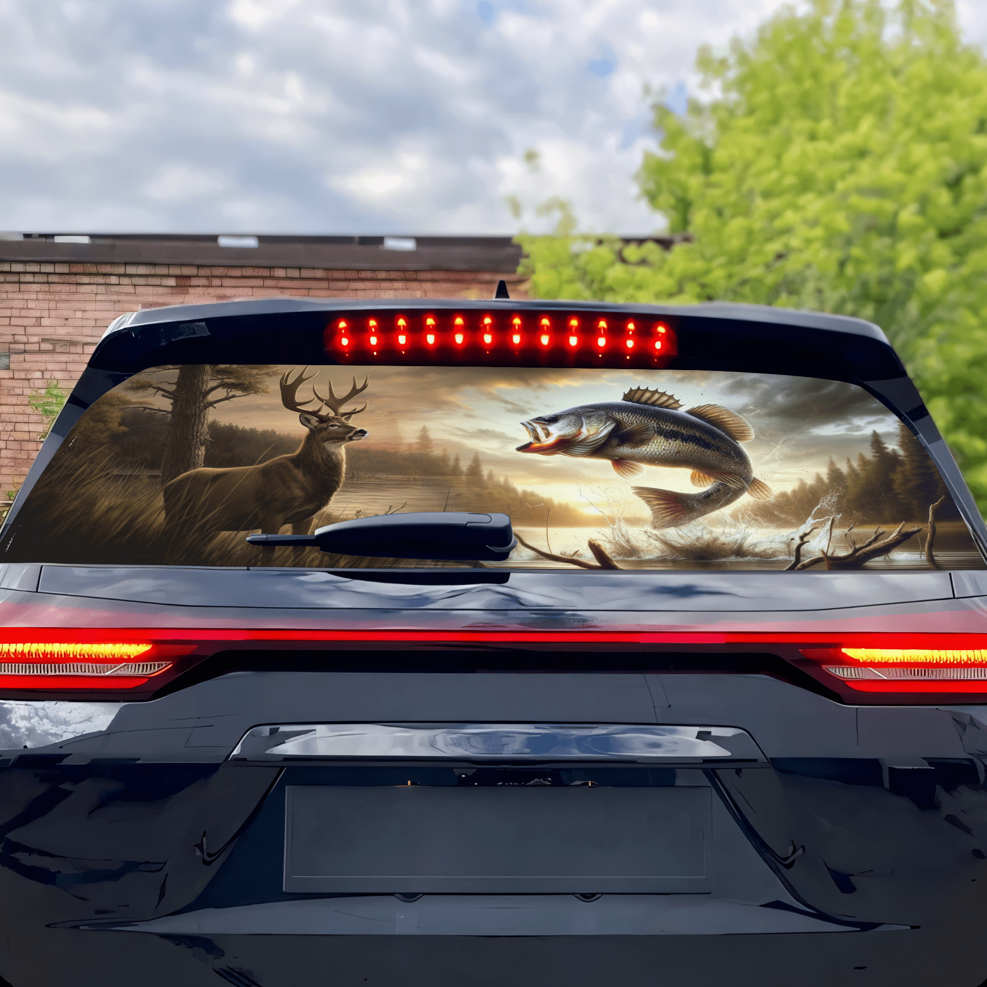 Lotusprinthandmade Deer Hunting Bass Fishing Rear Window Car Decal 22 ...