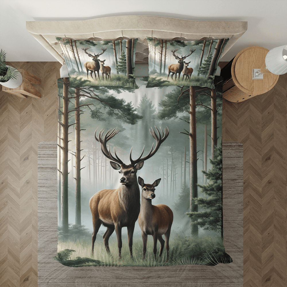 Lotusprinthandmade Deer Hunting Bedding Set, Multicolor, 68x88 ...