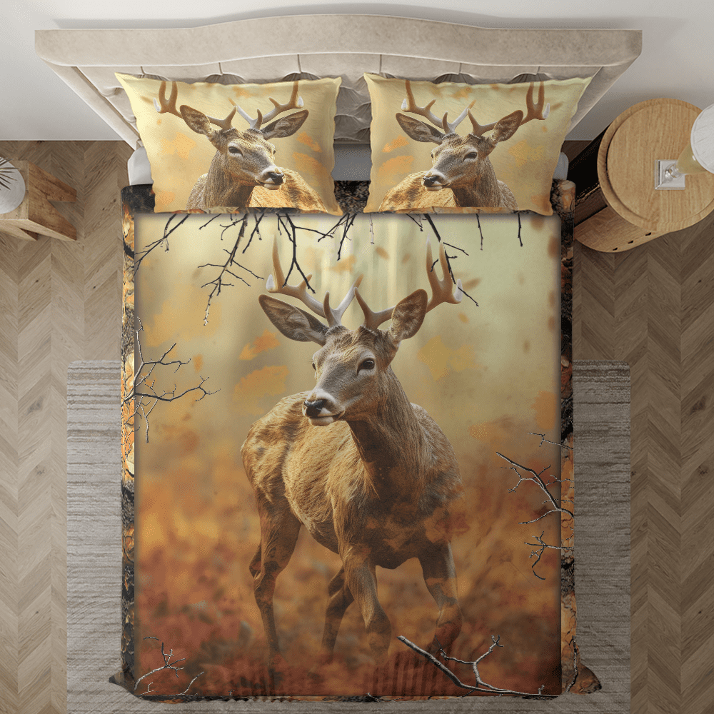 Lotusprinthandmade Deer Hunting In Forest Bedding Set (Made in Vietnam ...