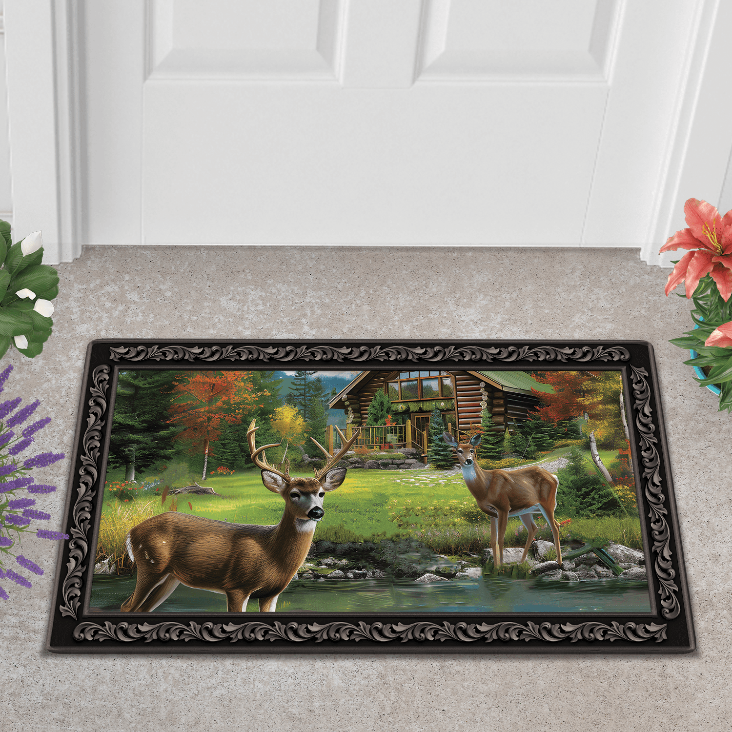 Lotusprinthandmade Deer Hunting Lovers Doormat 100% Velvet 20" x 35 ...