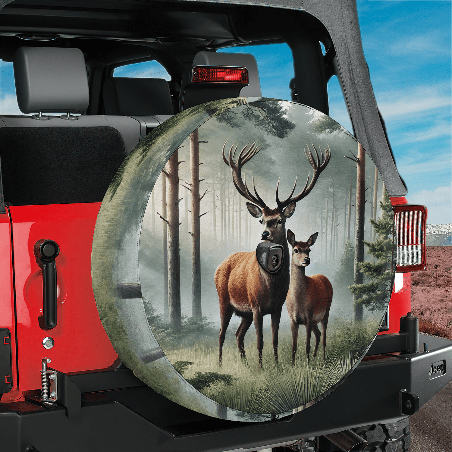 Lotusprinthandmade Deer Hunting Spare Tire Cover With Backup Camera ...