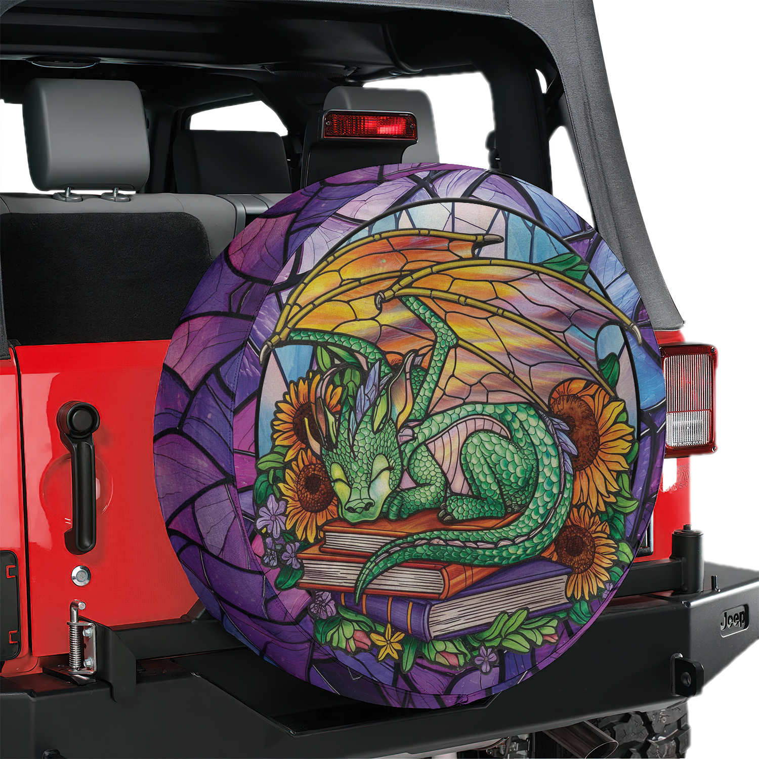Lotusprinthandmade Dragon with Book Floral Spare Tire Cover Without ...