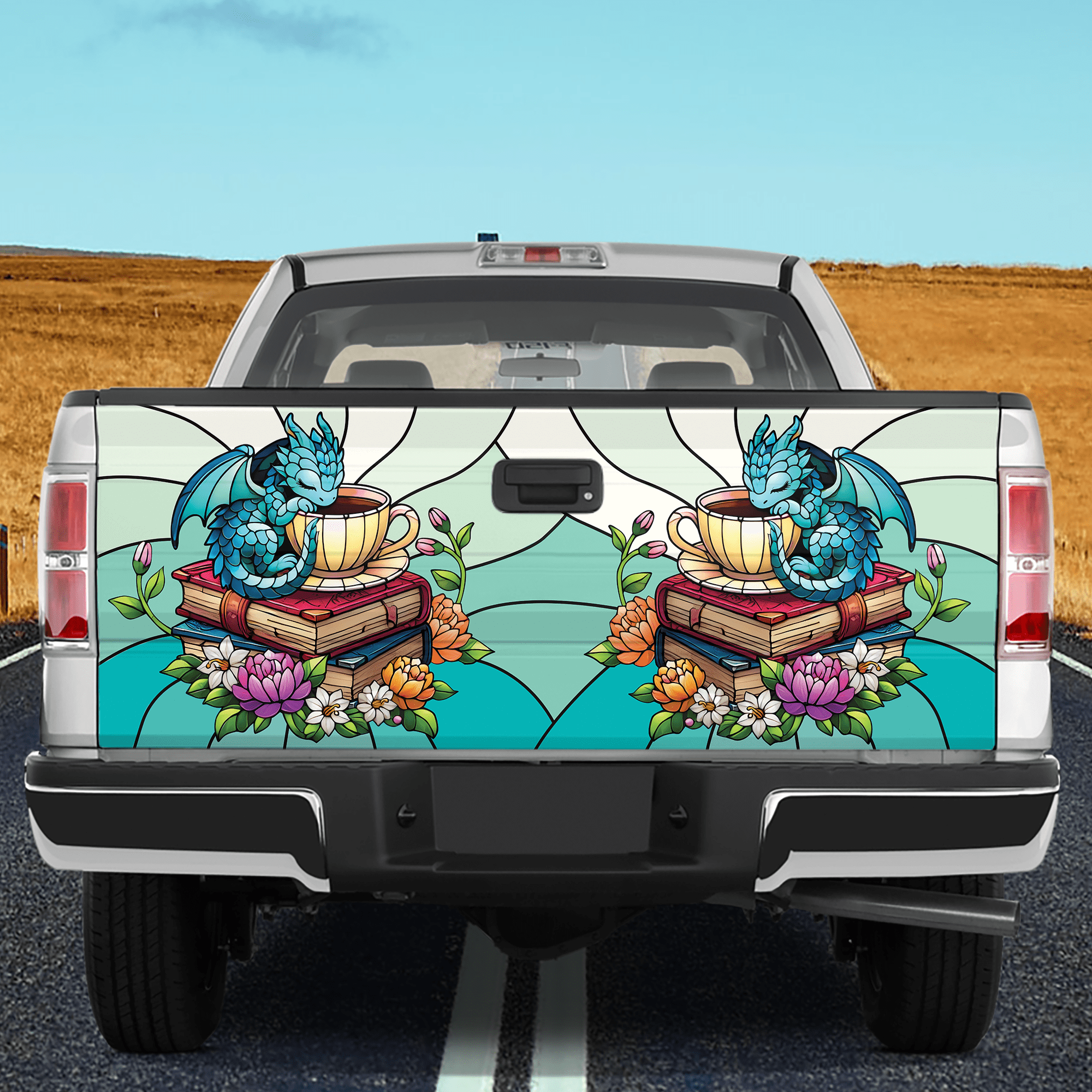 Lotusprinthandmade Dragon with Book Floral Tailgate Wrap 2 Sizes (24 ...