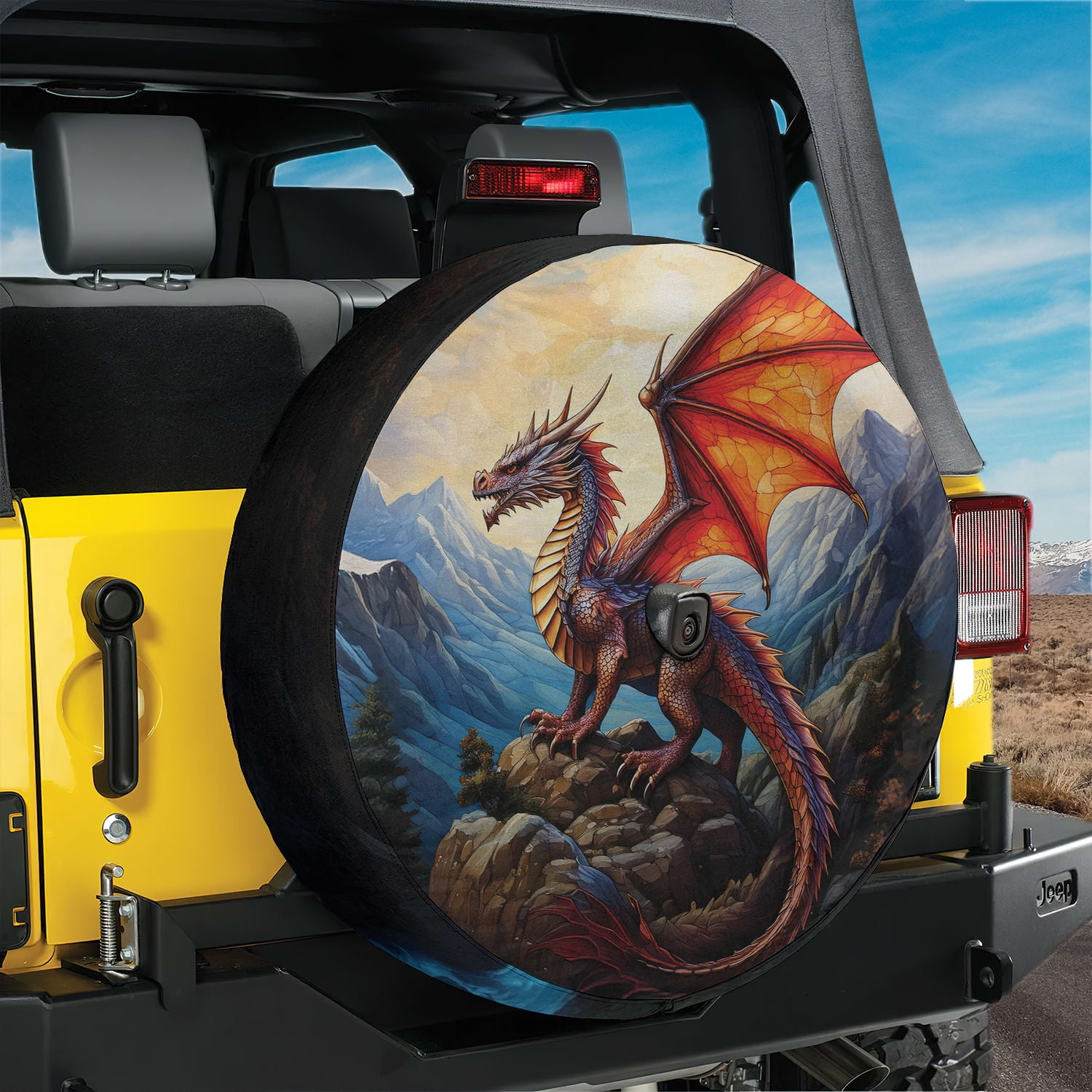 Lotusprinthandmade Dragon Lovers Graphic Spare Tire Cover With Backup ...