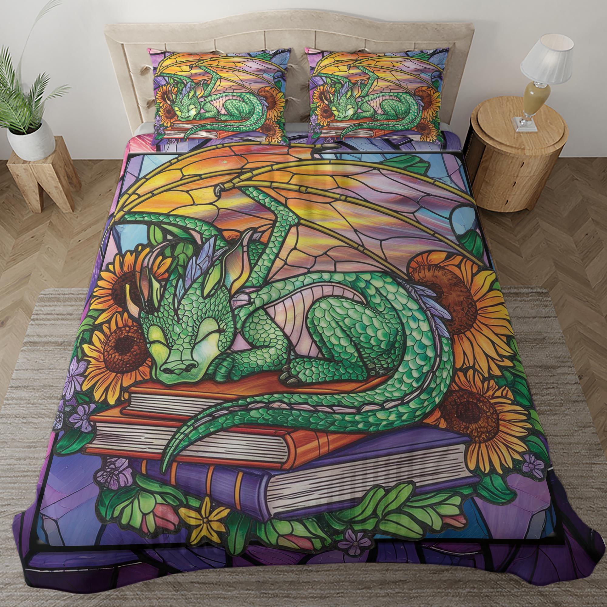 Lotusprinthandmade Dragon with Book Floral Bedding Set (Made in Vietnam ...