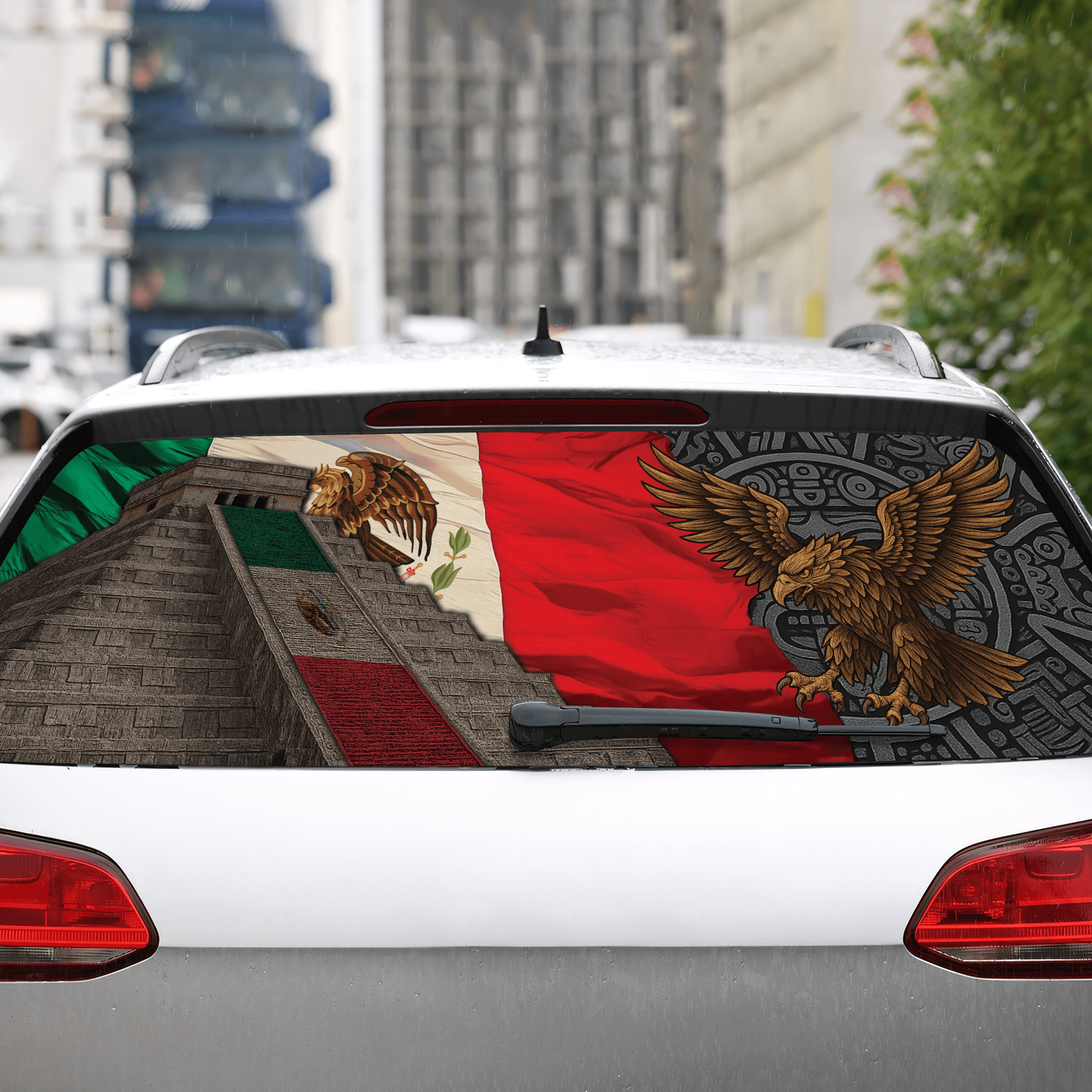 Lotusprinthandmade Eagle Mexico Mexican Flag Rear Window Car Decal 3 Sizes (22x65 Inches), eagle ...