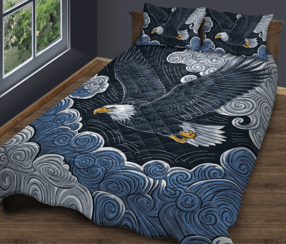 Lotusprinthandmade Eagle Quilt Bedding Set (Fold Hem) 5 Sizes (Made in ...