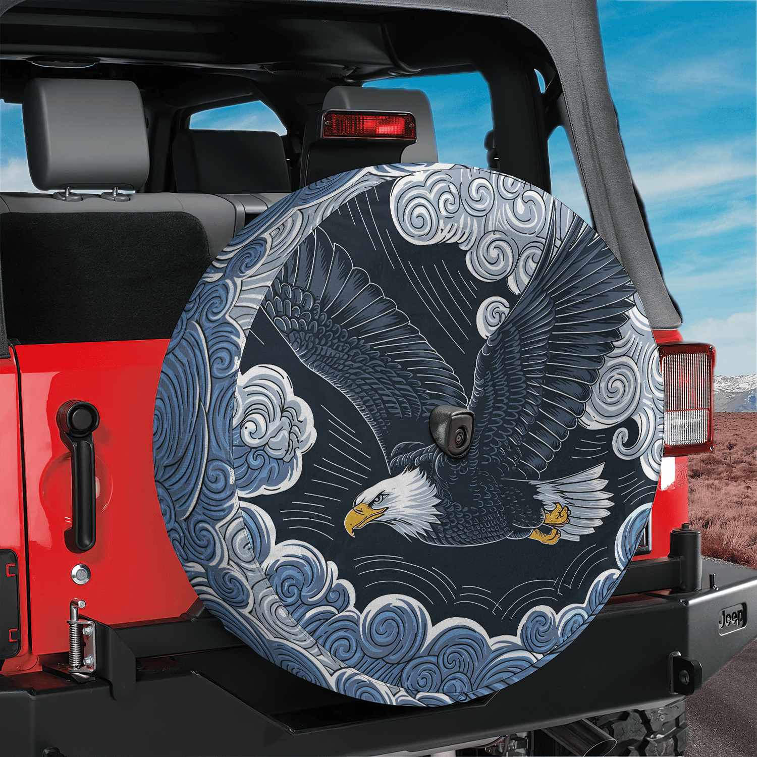 Lotusprinthandmade Eagle Spare Tire Cover With Backup Camera Hole 6 ...