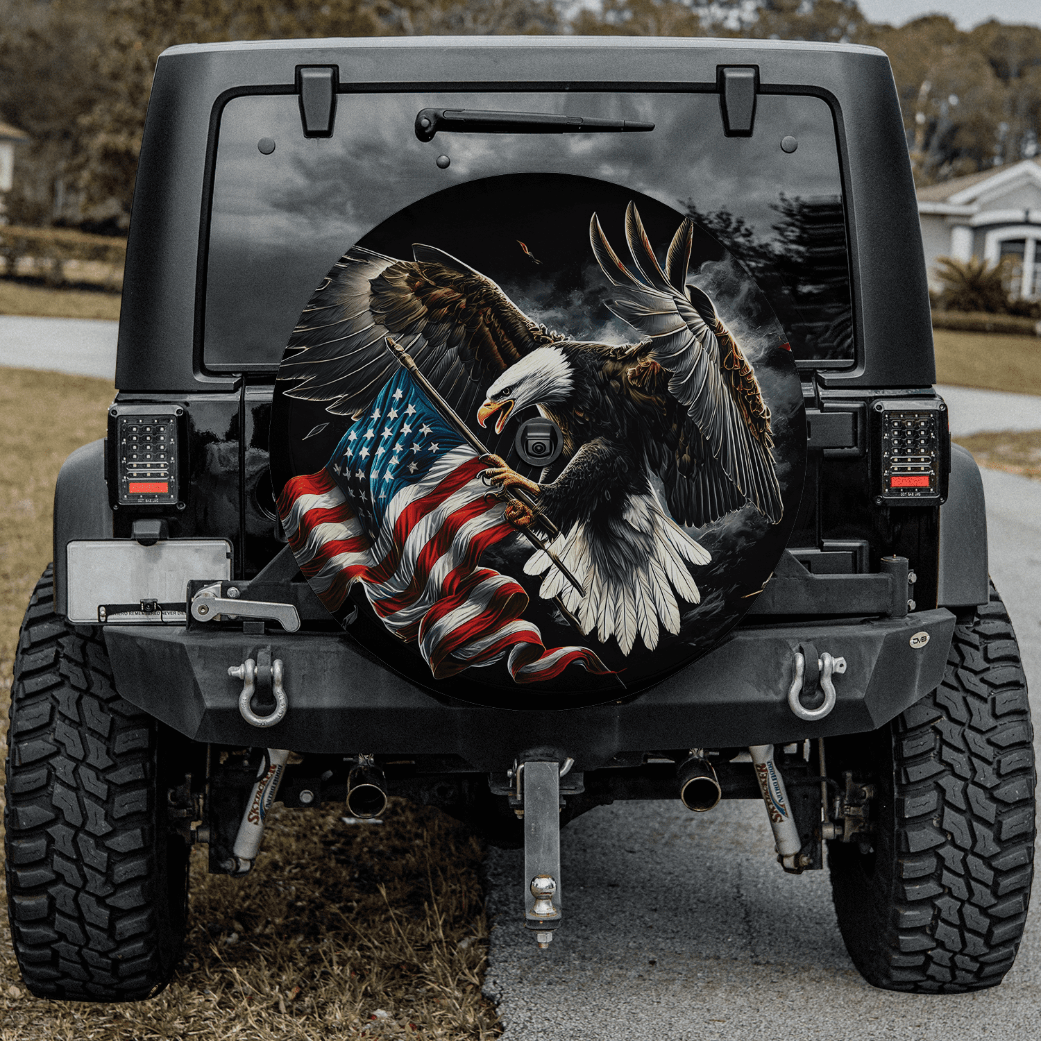 Lotusprinthandmade Eagle Spare Tire Cover With Backup Camera Hole ...