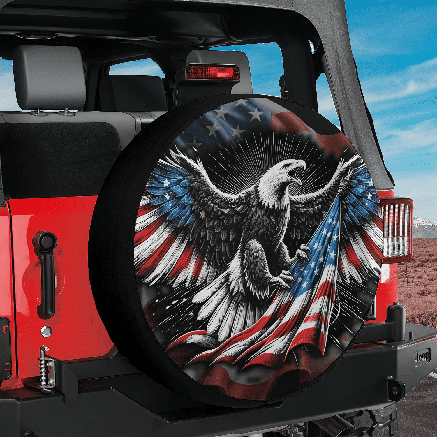 Lotusprinthandmade Eagle Spare Tire Cover Without Backup Camera Hole ...