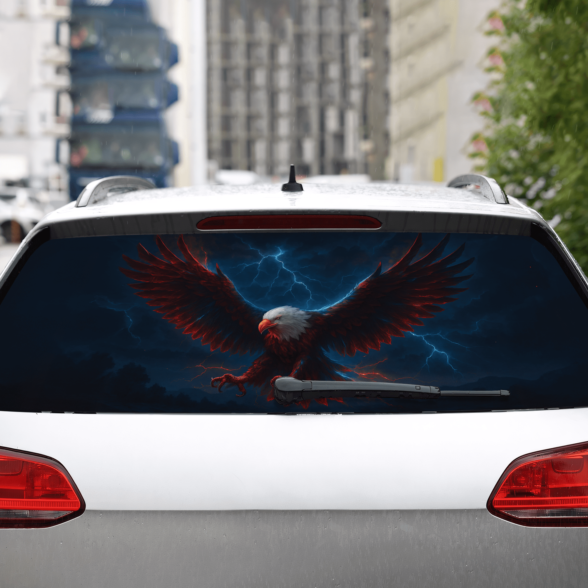 Lotusprinthandmade Eagle US Flag Rear Window Car Decal 3 Sizes (18x58 ...