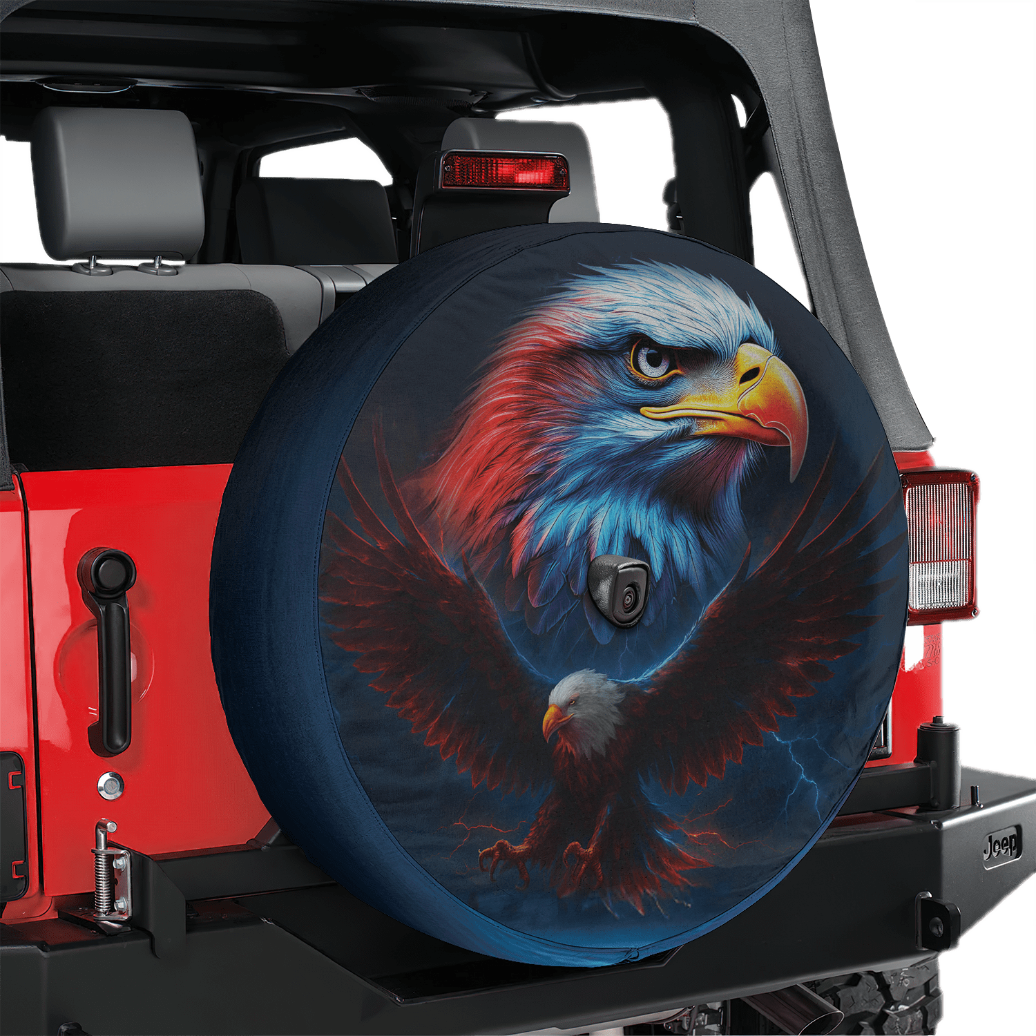 Lotusprinthandmade Eagle US Flag Spare Tire Cover With Backup Camera ...