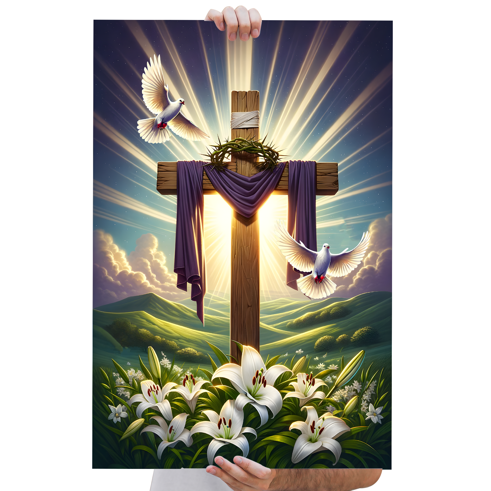 Lotusprinthandmade Easter Day Jesus Cross Christian Poster 24" x 36 ...