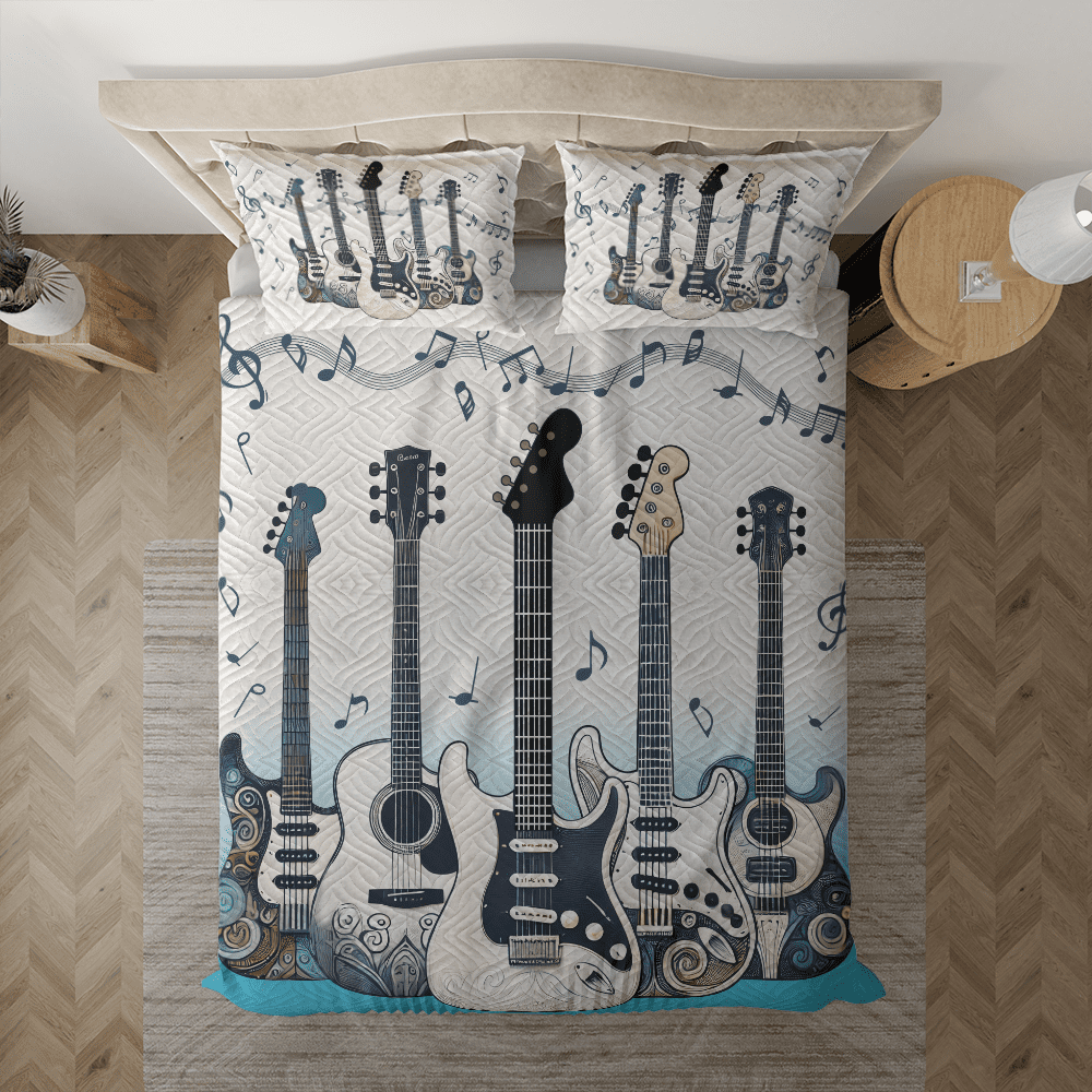 Lotusprinthandmade Elegant Guitar Bedding Set (Made in Vietnam) (88x88 ...
