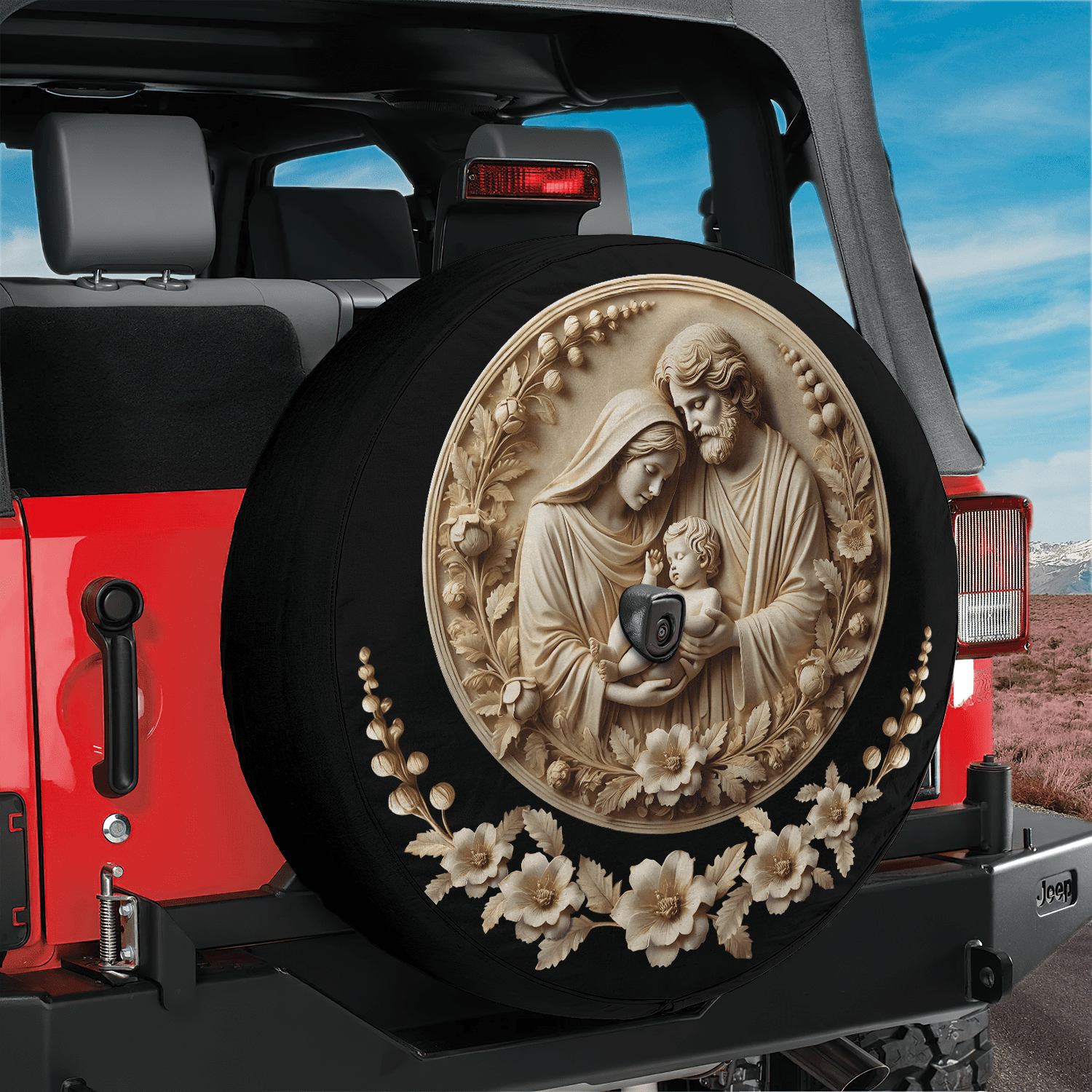 Lotusprinthandmade Family Jesus Christian Spare Tire Cover With Backup ...