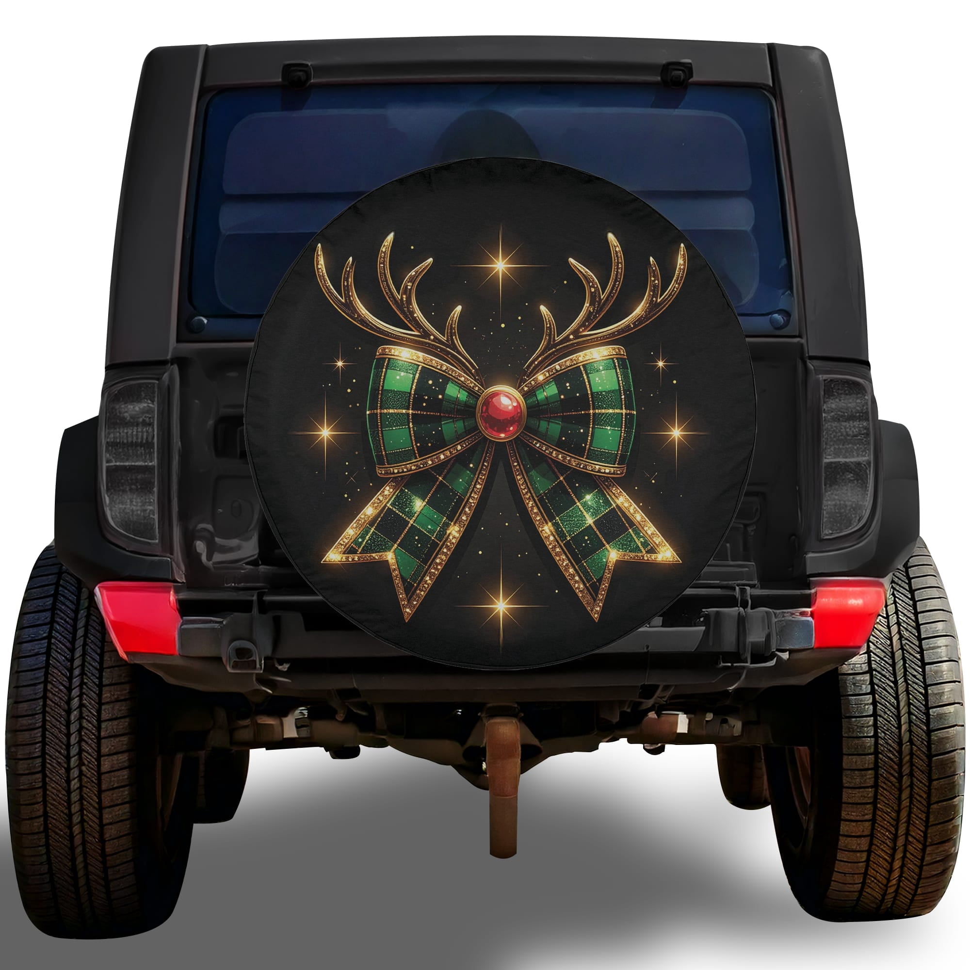Lotusprinthandmade Festive Green Christmas Bow Spare Tire Cover Without ...