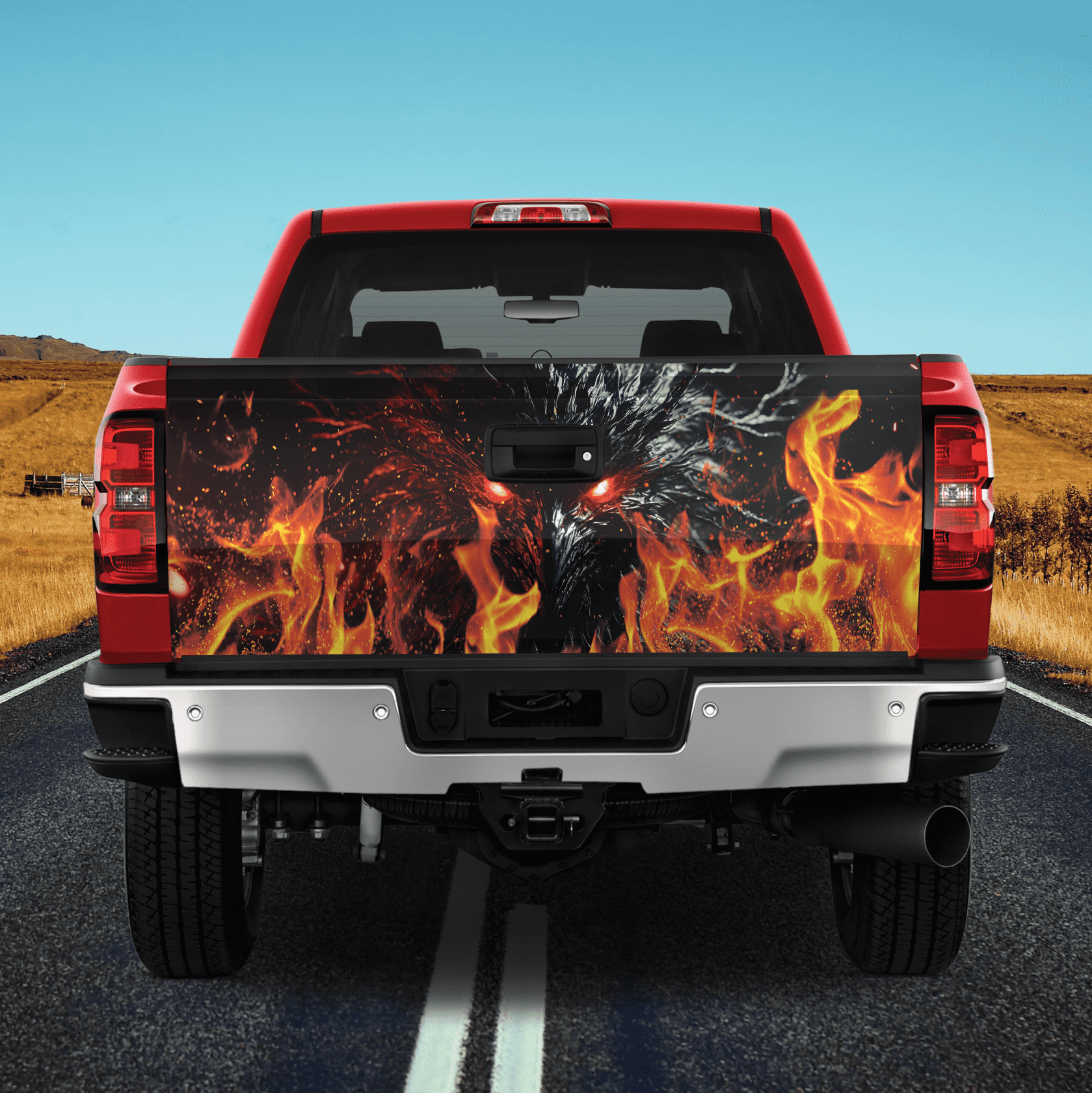 Lotusprinthandmade Fire Flames Eyes Tailgate Wrap 2 Sizes (24"x58 ...