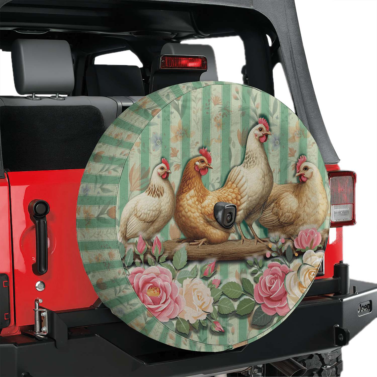 Lotusprinthandmade Floral Chicken Lovers Spare Tire Cover With Backup ...