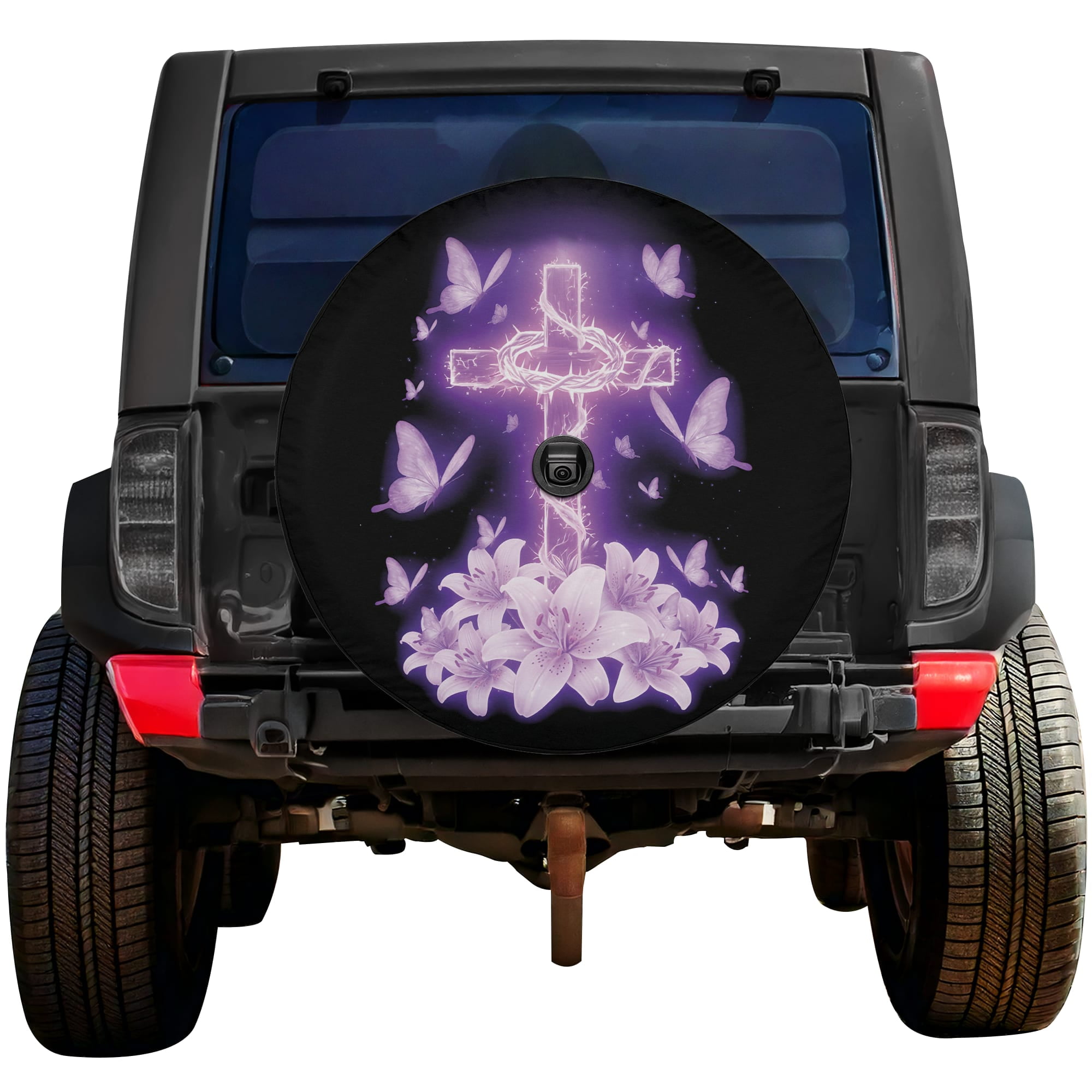 Lotusprinthandmade Floral Christian Spare Tire Cover With Backup Camera ...