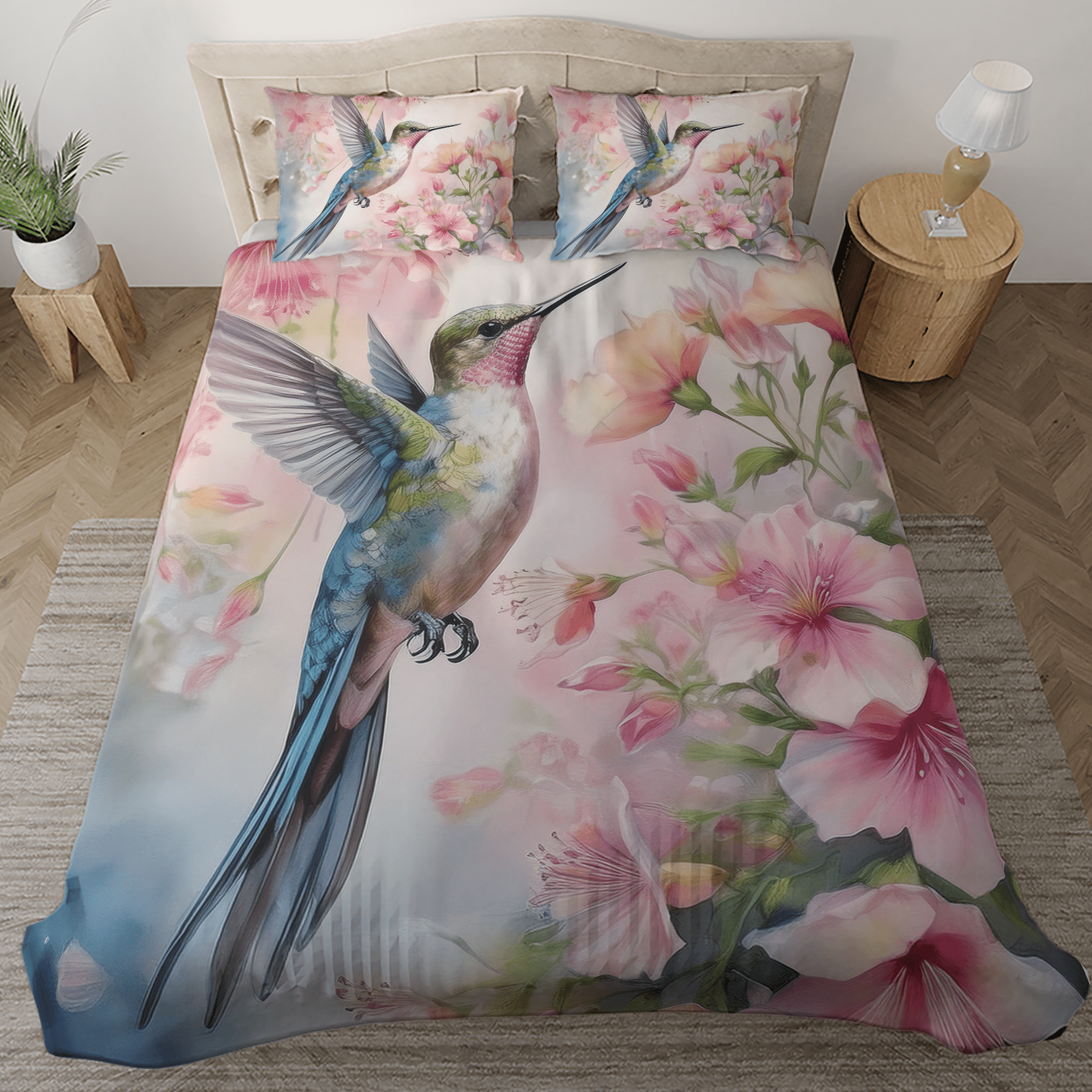Lotusprinthandmade Floral Hummingbird Bedding Set (Made in Vietnam ...