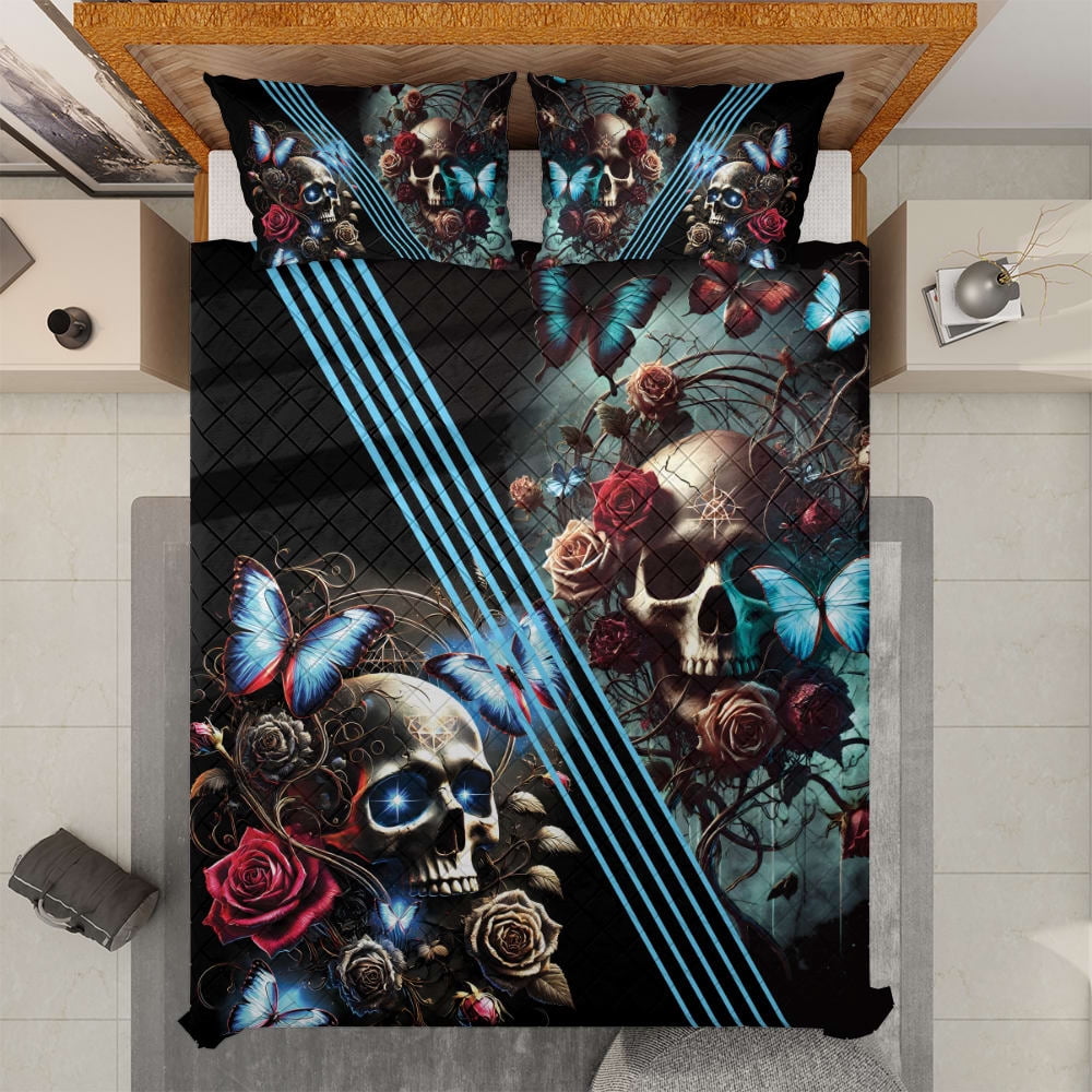 Lotusprinthandmade Floral Skull Halloween Lovers Quilt Bedding Set ...