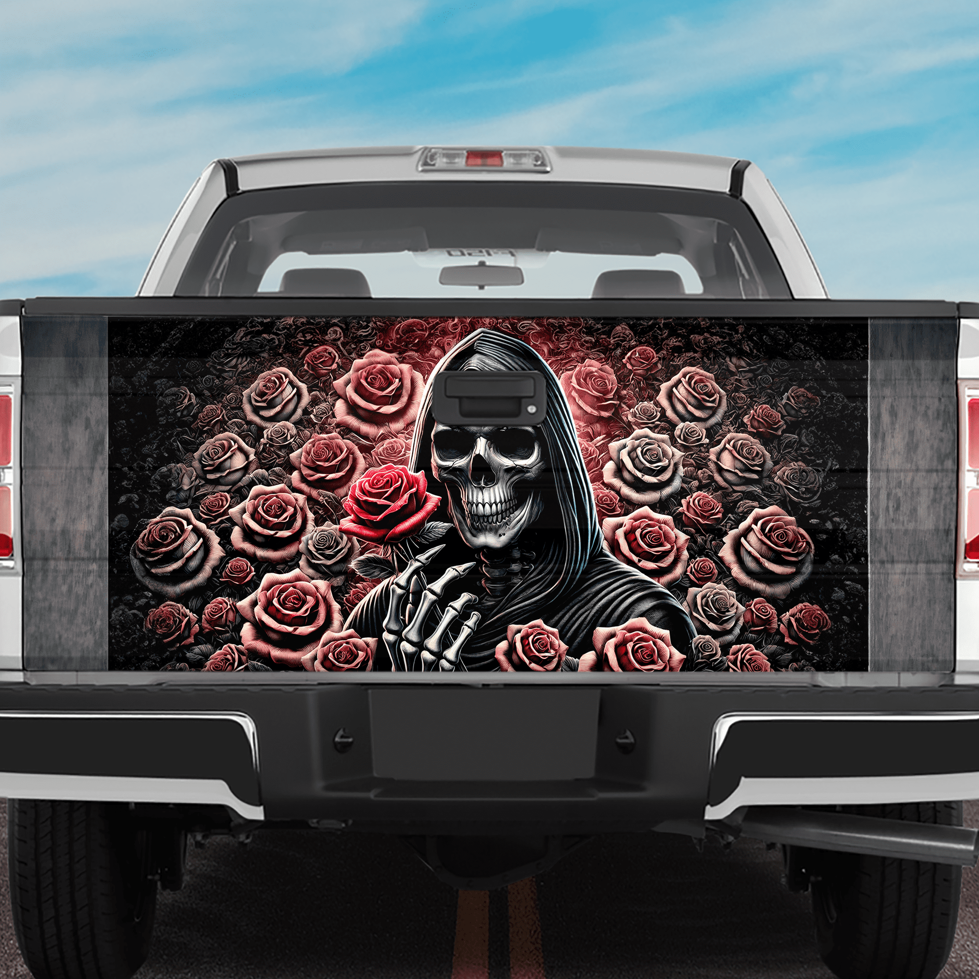 Lotusprinthandmade Floral Skull Tailgate Wrap 24"x58", Skull Lover ...