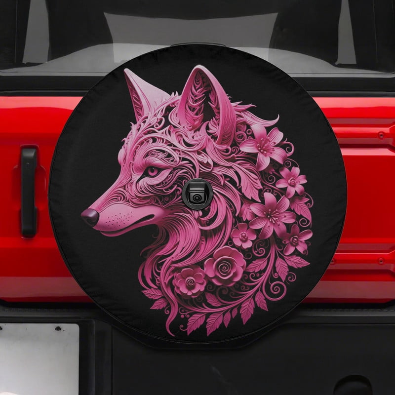 Lotusprinthandmade Floral Wolf Spare Tire Cover With Backup Camera Hole ...