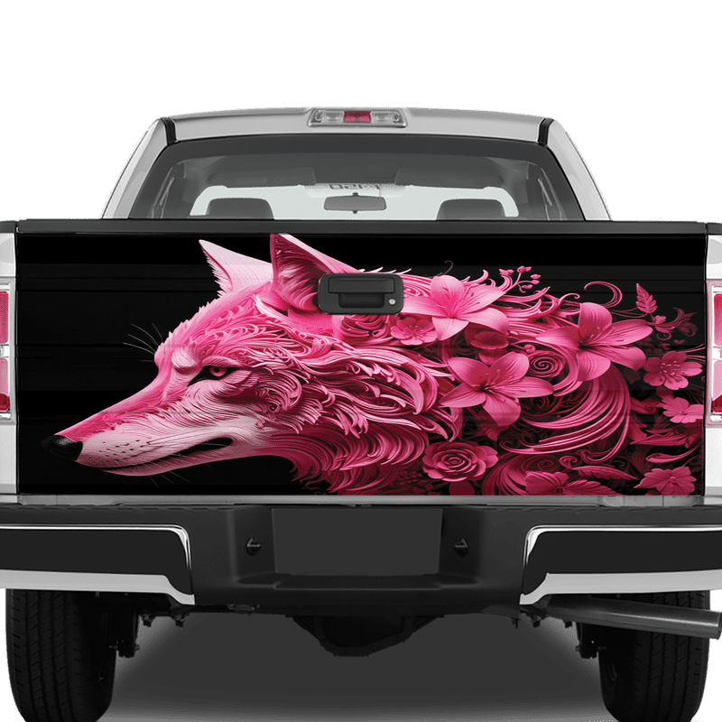 Lotusprinthandmade Floral Wolf Tailgate Wrap 2 Sizes (24"x58"), wolf ...