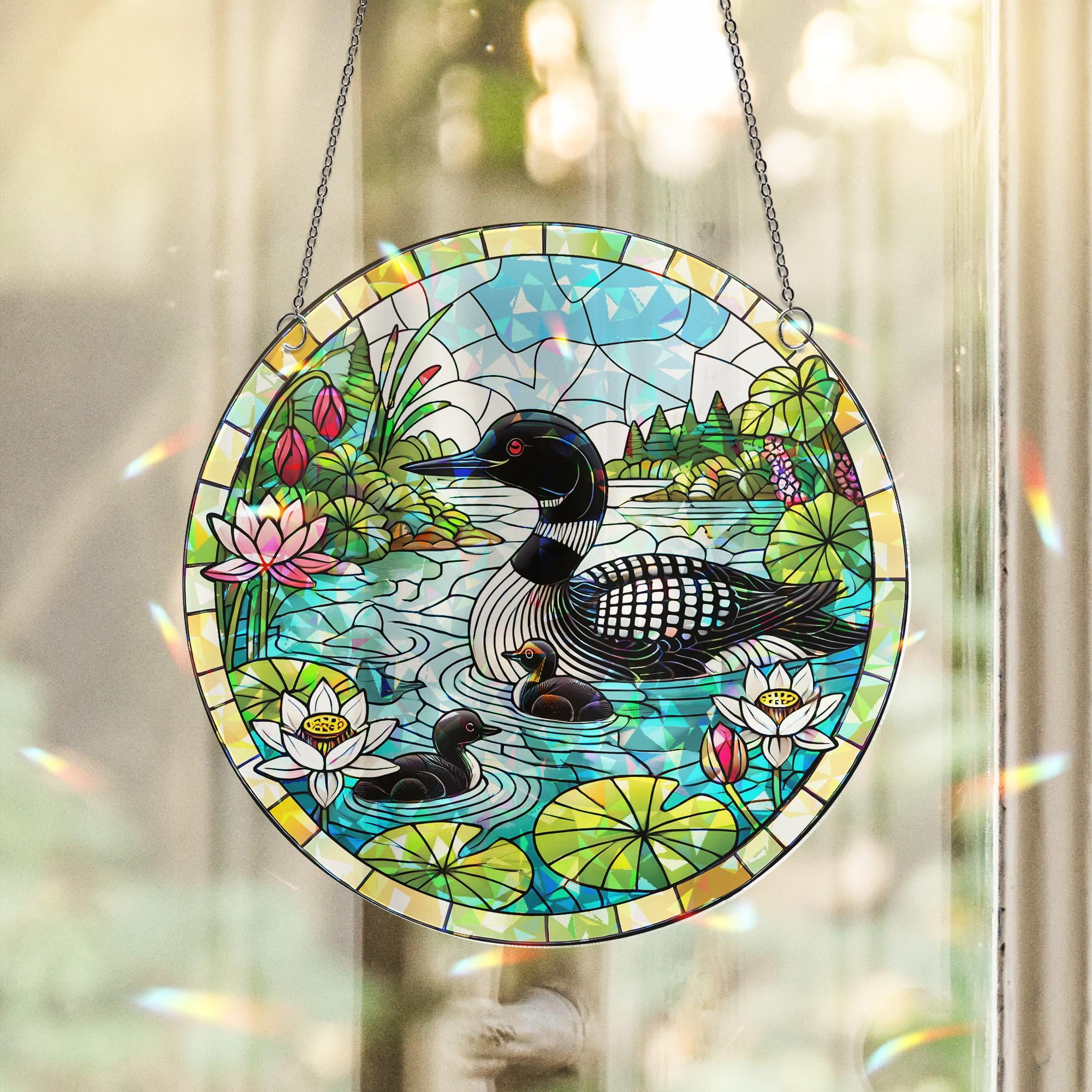 Lotusprinthandmade Flying Loon Bird Custom Shape Broken Glass Hologram ...