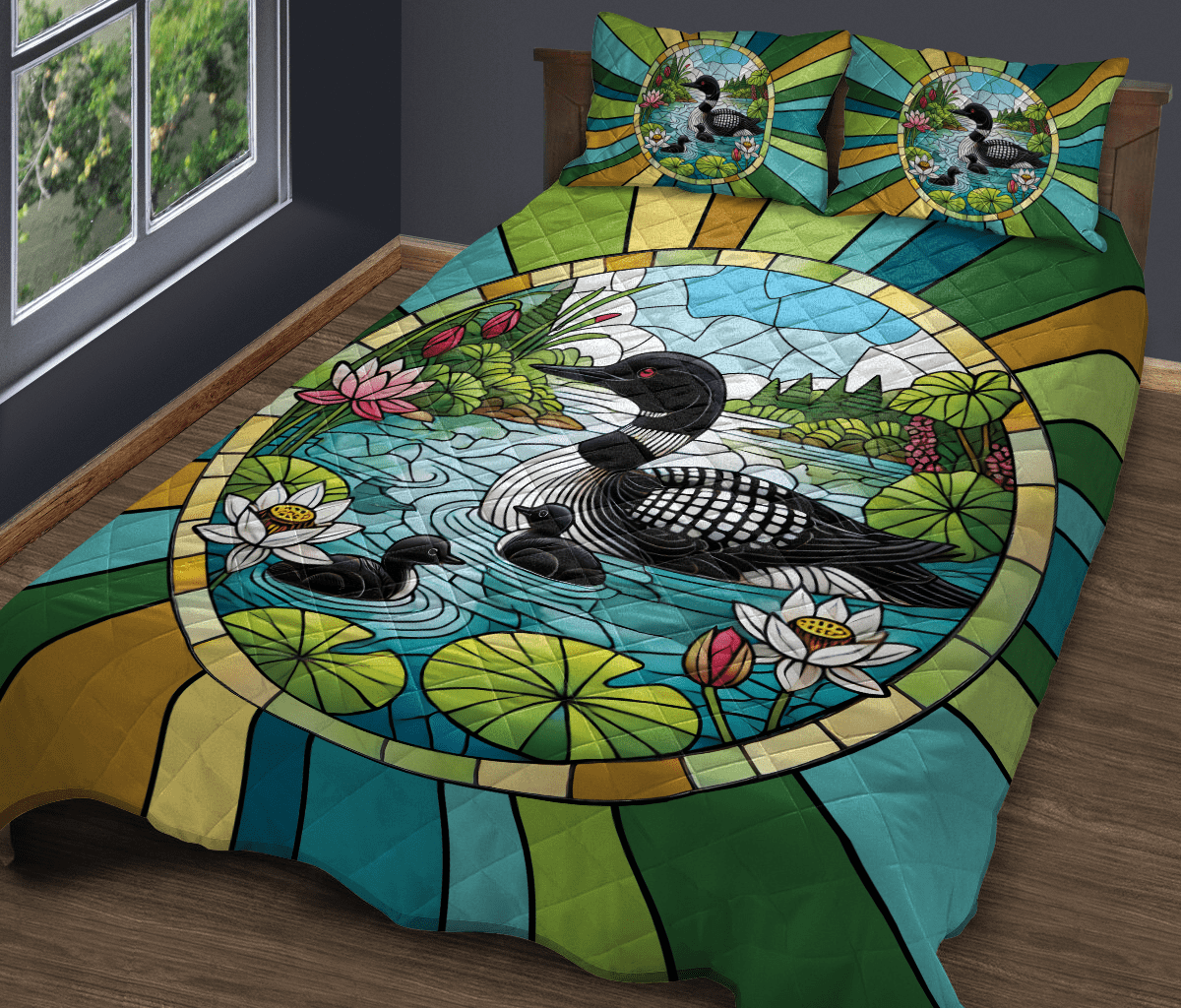 Lotusprinthandmade Flying Loon Bird Quilt Bedding Set (Fold Hem) 5 ...