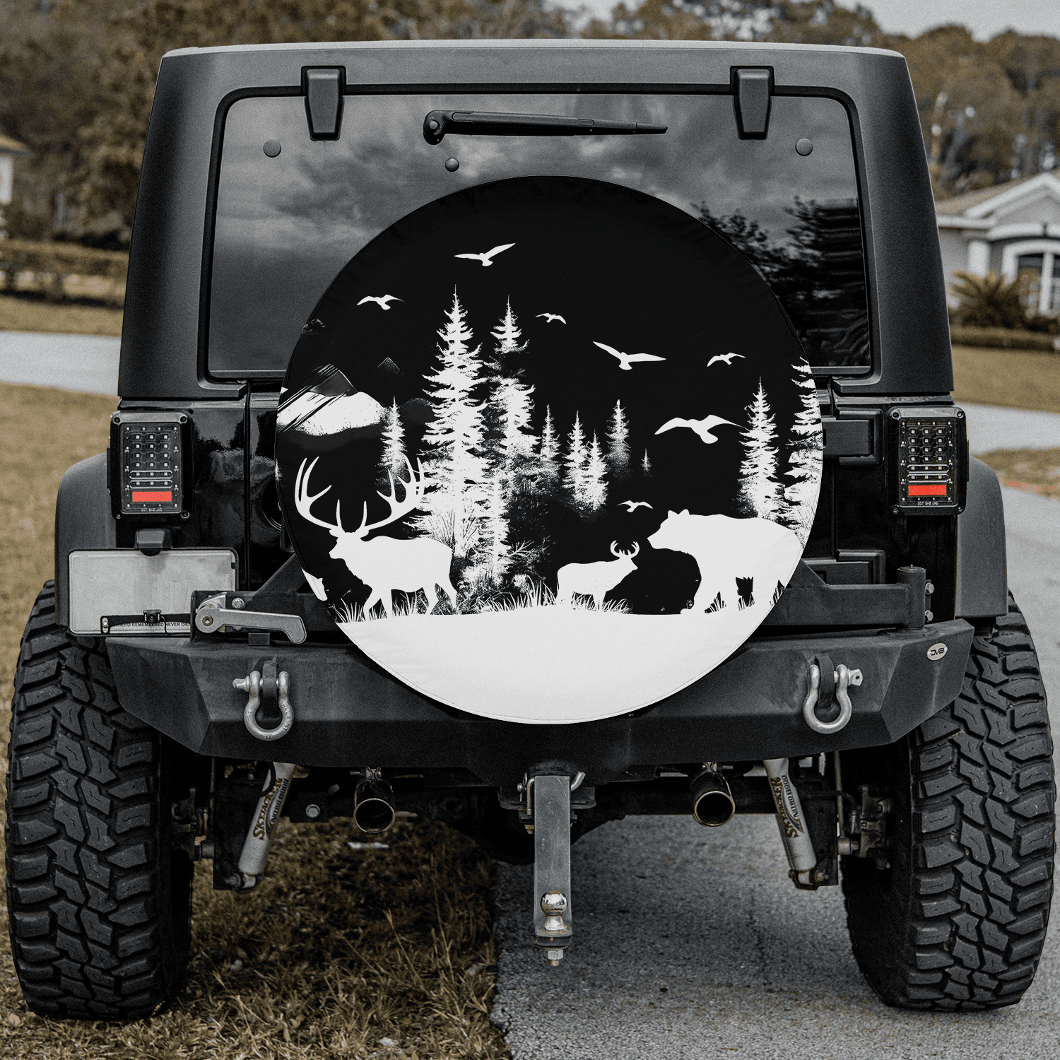 Lotusprinthandmade Forest Deer Bear Spare Tire Cover Without Backup ...